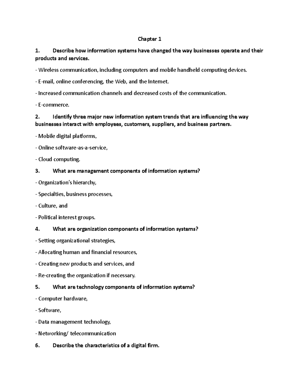 MIS - Final Exam Preparation - Chapter 1 Describe how information ...