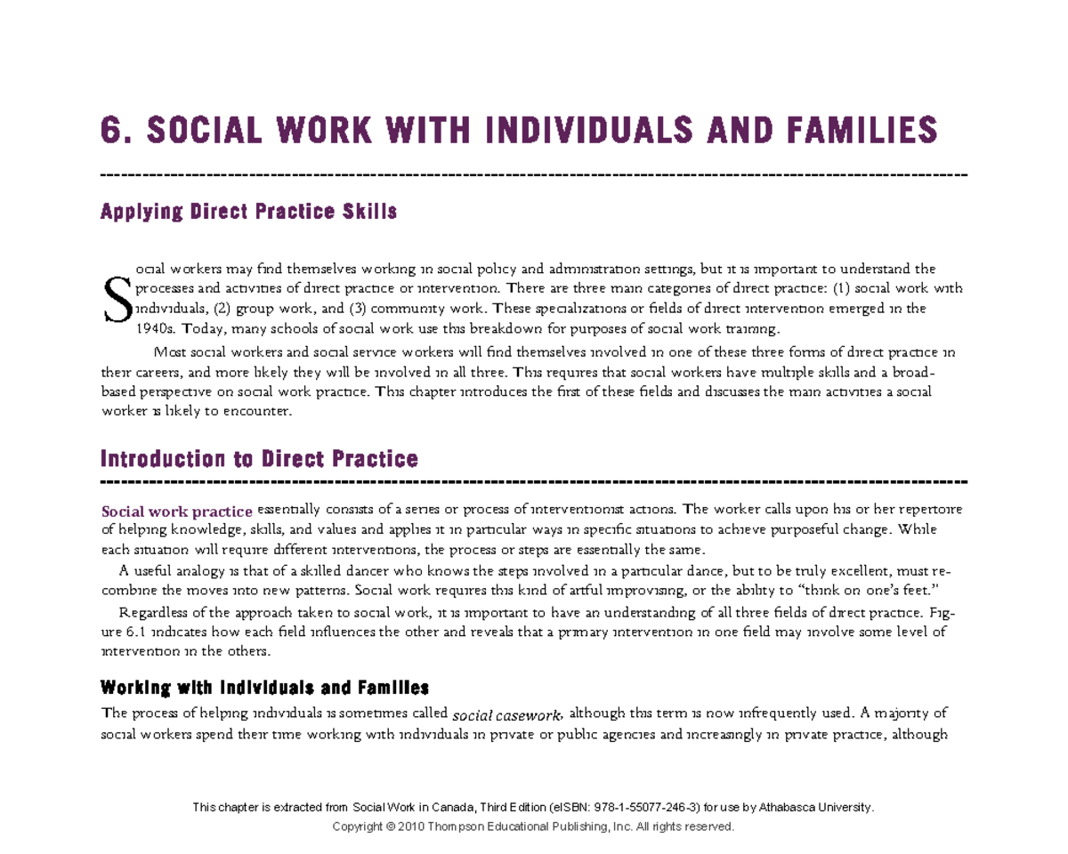 Part 3- Section 1 Readings - 6. SOCIAL WORK WITH INDIVIDUALS AND ...