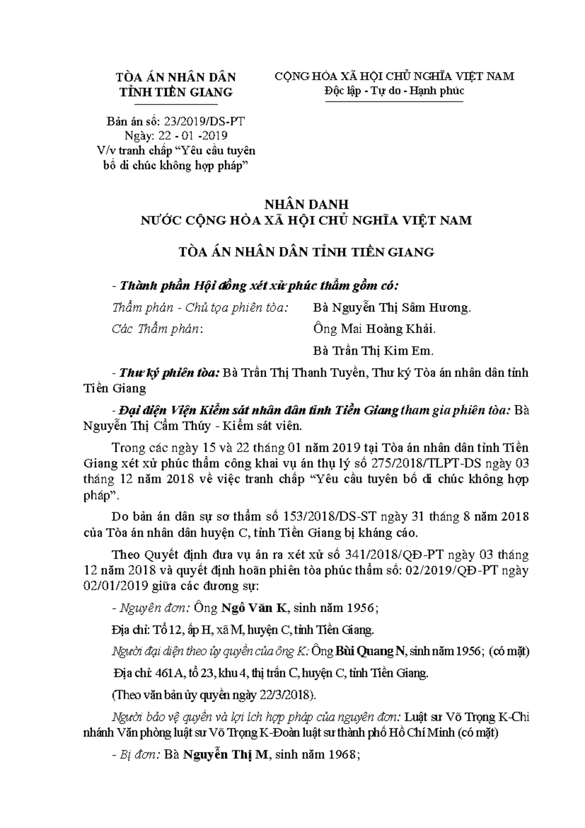 Document - fadsfd - TÒA ÁN NHÂN DÂN TỈNH TIỀN GIANG —————————— Bản án ...