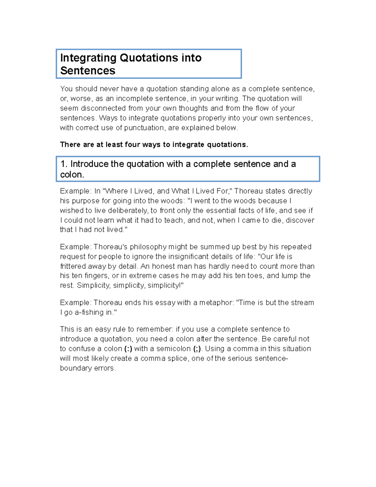 Integrating Quotations - The quotation will seem disconnected from your ...