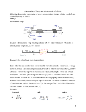 Conservation of Momentum & Energy Laboratory Physical Science ...