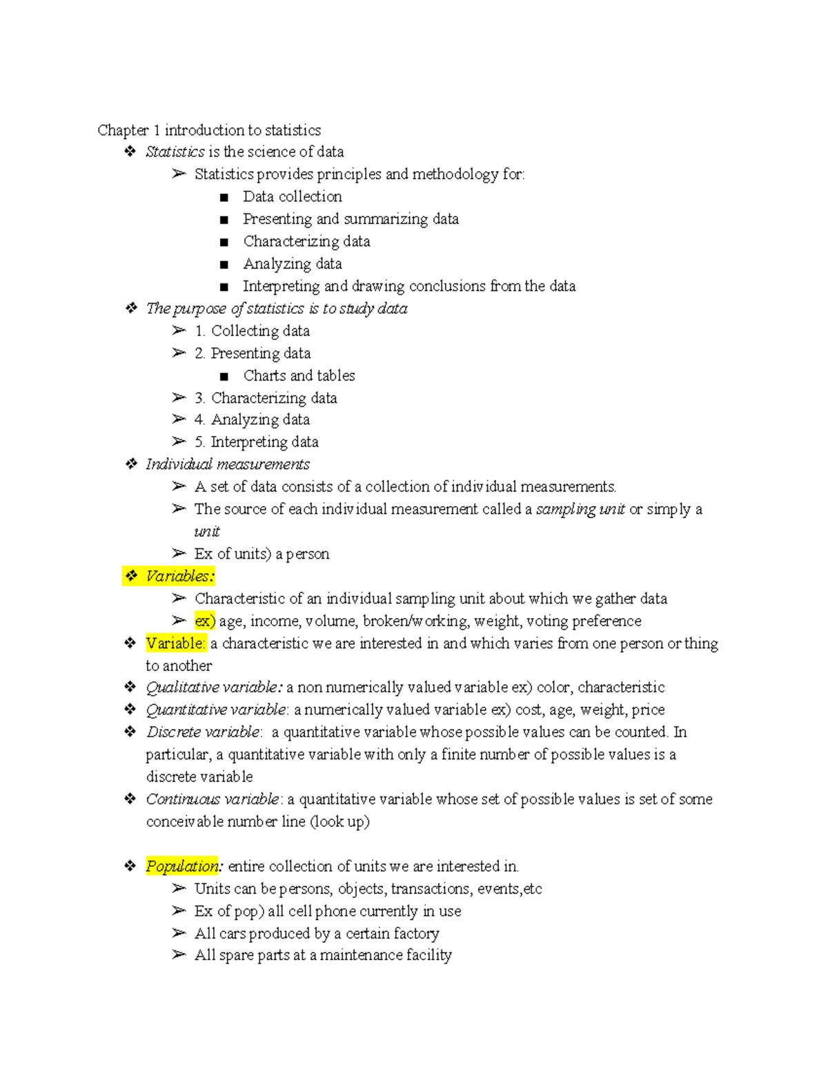 Statistics for basic research notes - Chapter 1 introduction to ...