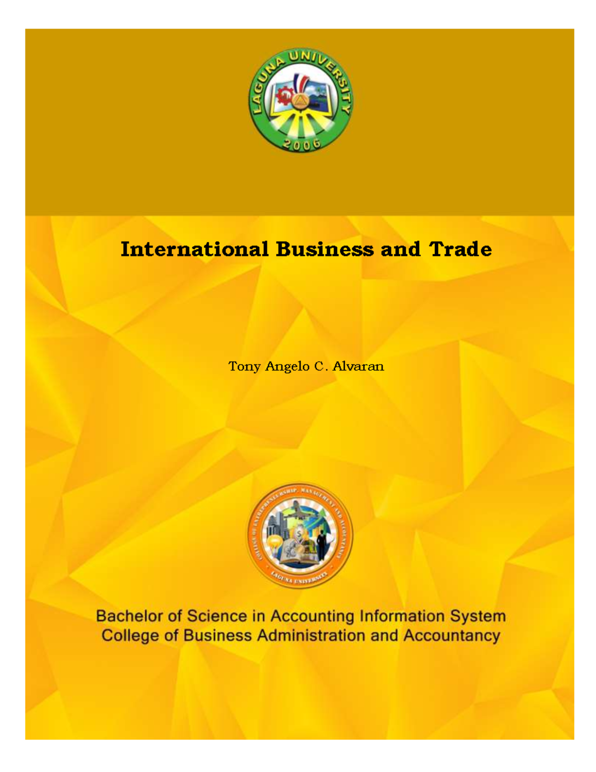 Mgt2 - gsdfg fd - International Business and Trade Tony Angelo C ...