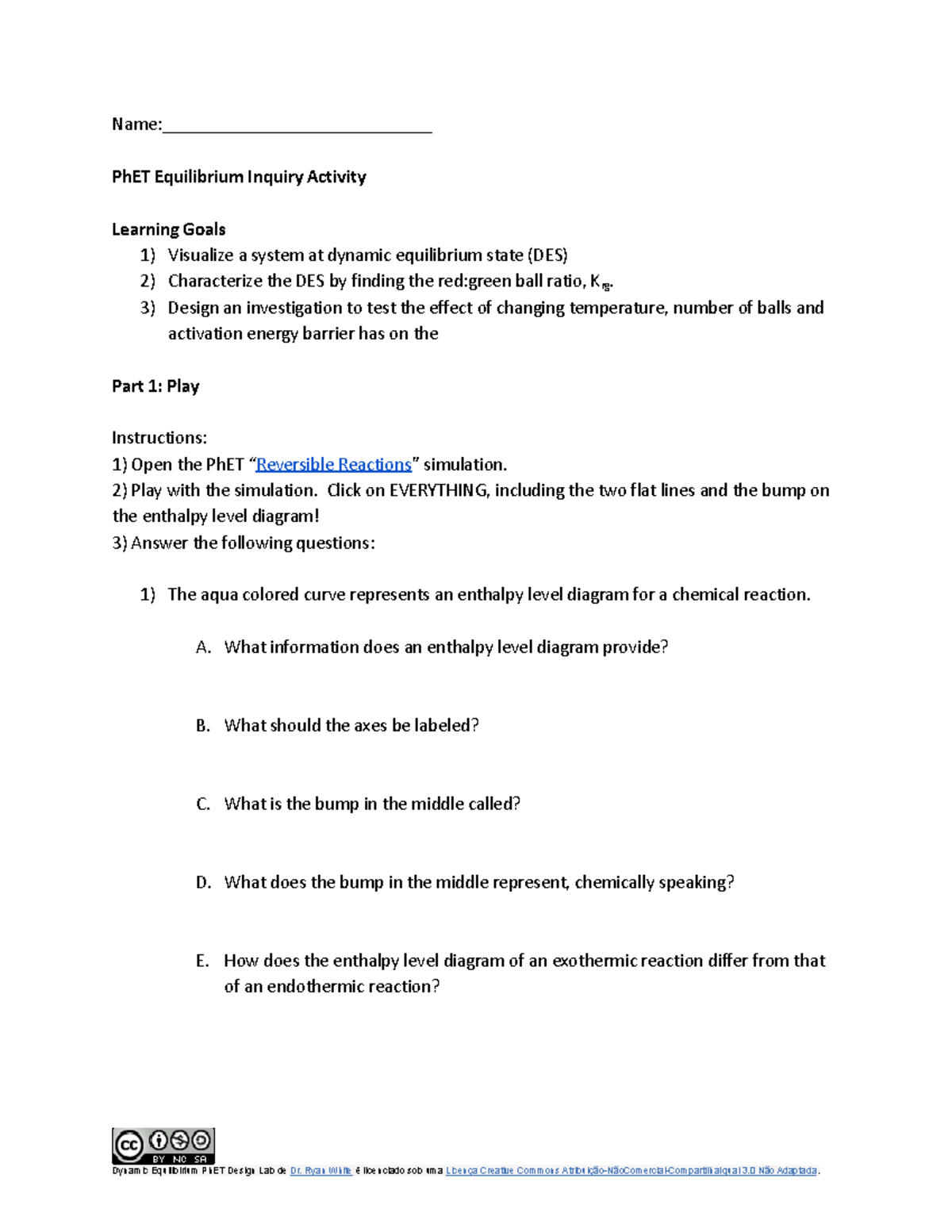 Equilibrium experiment phet simulation activity amanda amos - CHEM 1050 ...
