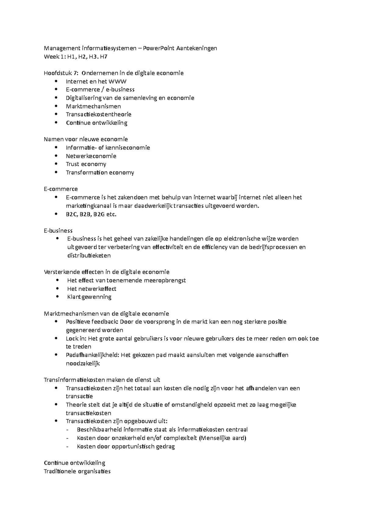 Management informatiesystemen - Aantekeningen colleges - Management ...