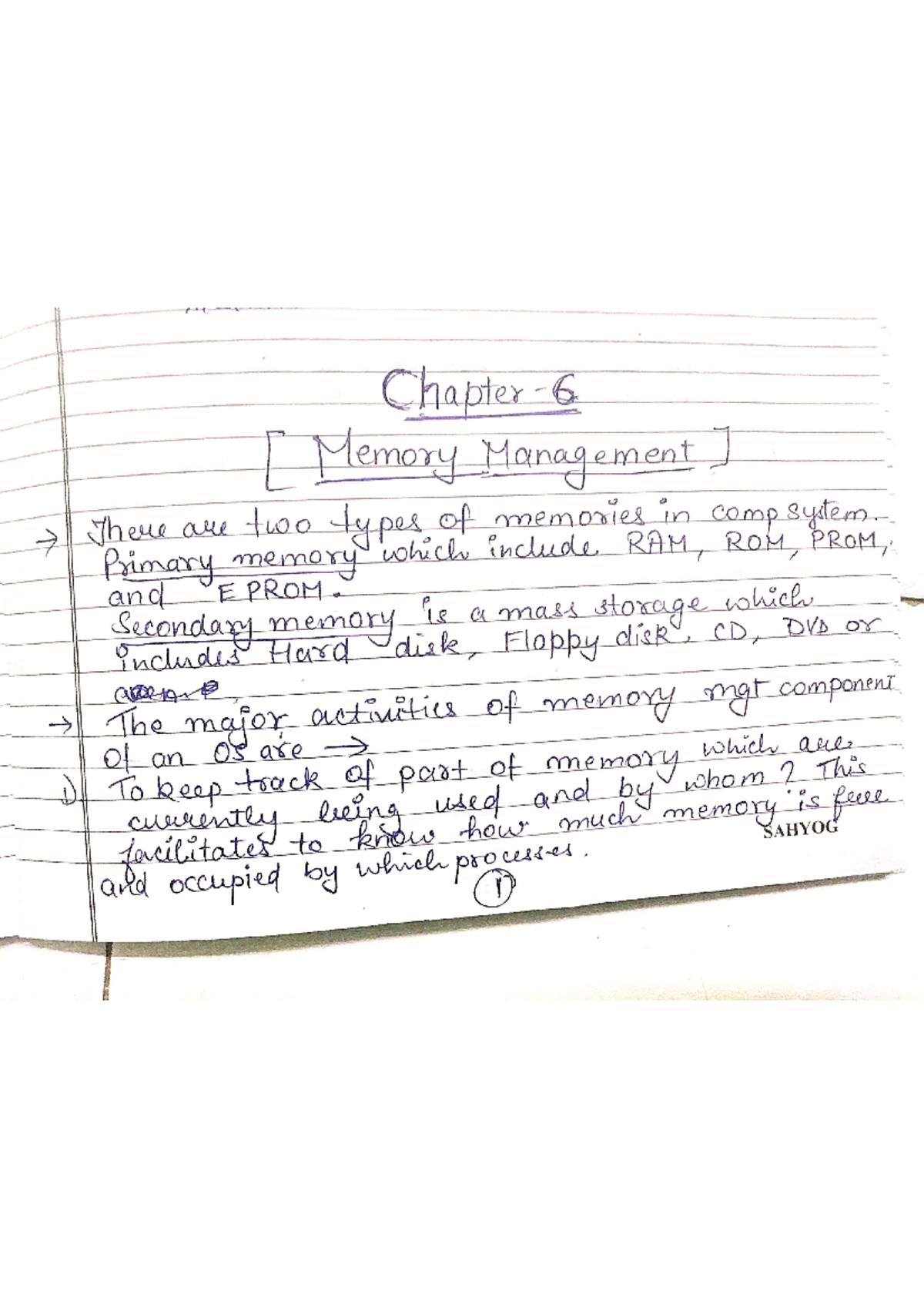 Chapter(memory management) - Bachelors of Computer Applications - Studocu