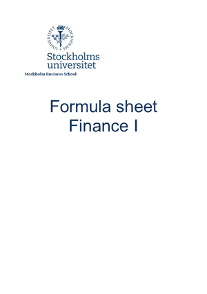 Formula sheet - Formelblad - SU - Studocu