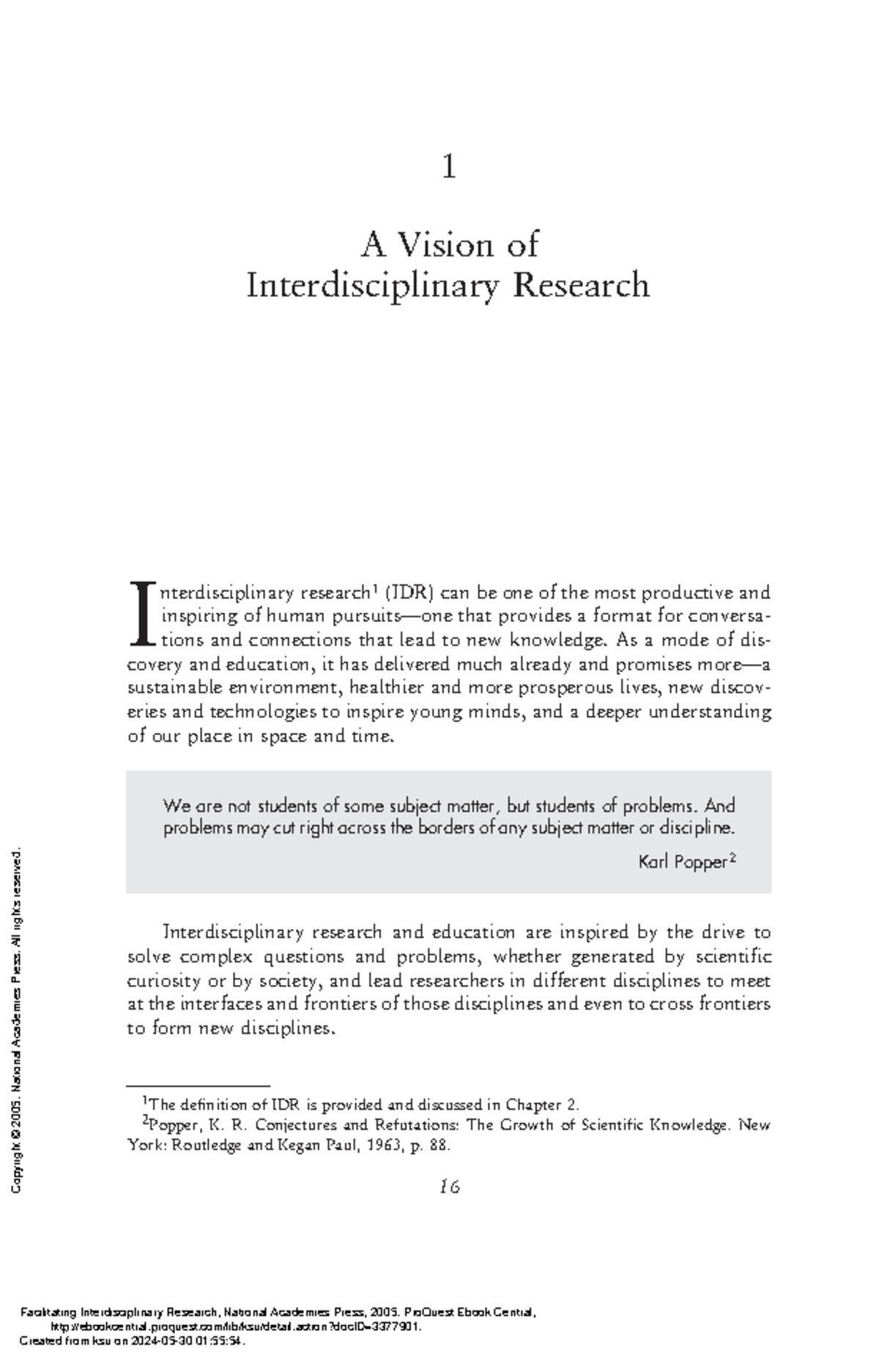 Facilitating Interdisciplinary Research - (1 A Vision of Interdisciplinary Research) - 16 1 A ...