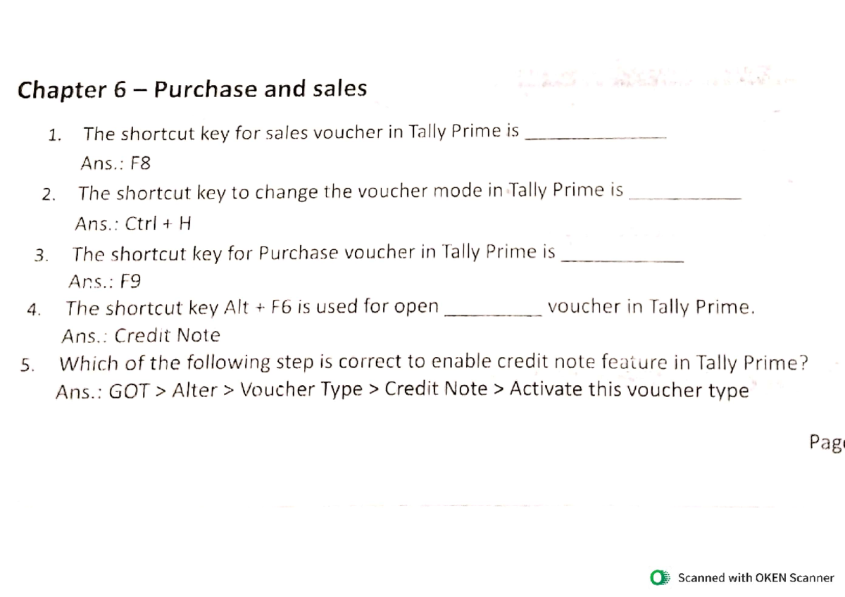 Tally Prime Question Bank - Chapter 6 Purchase and sales 1. The ...