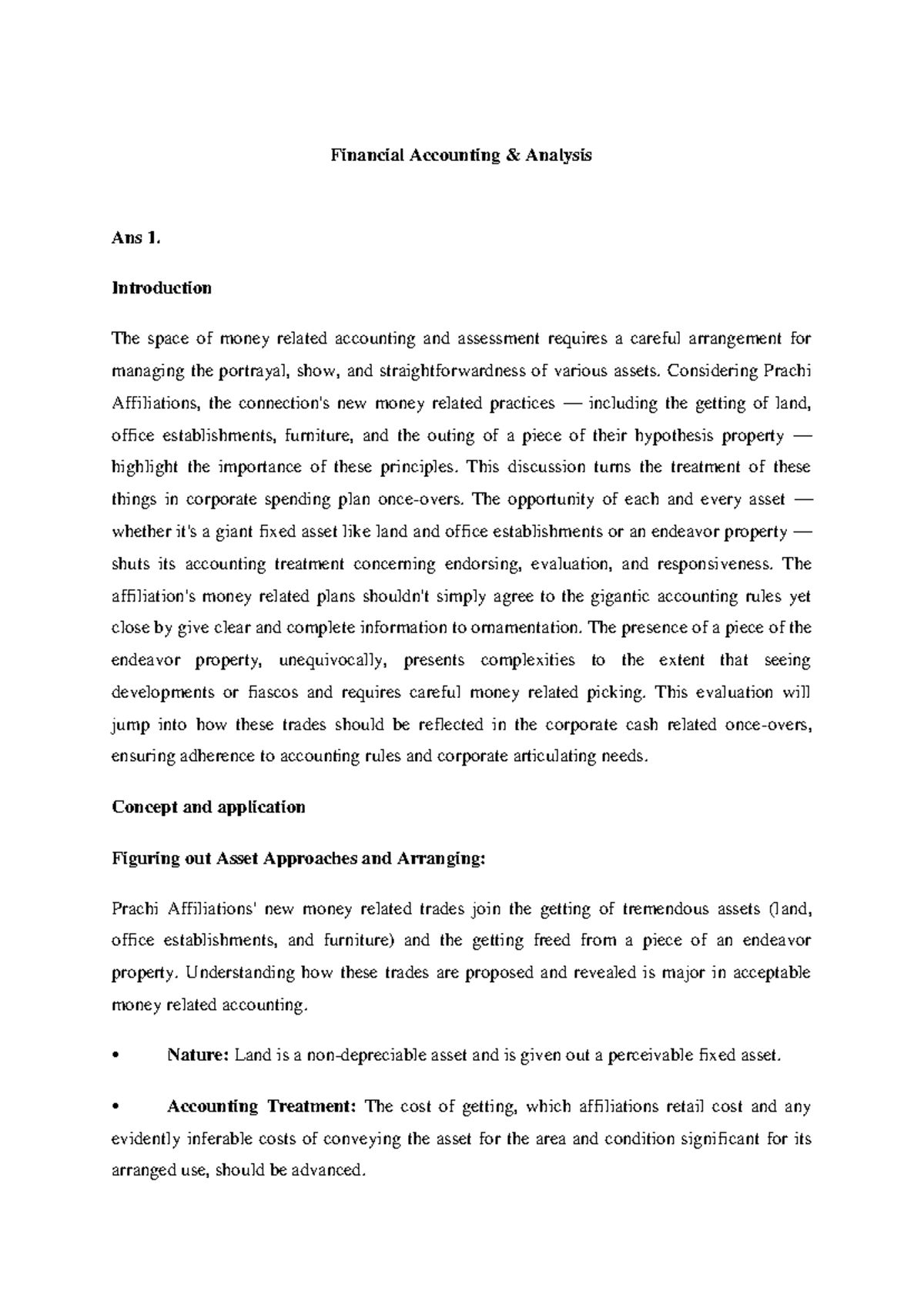 Financial Accounting-Analysis - Financial Accounting & Analysis Ans 1 ...