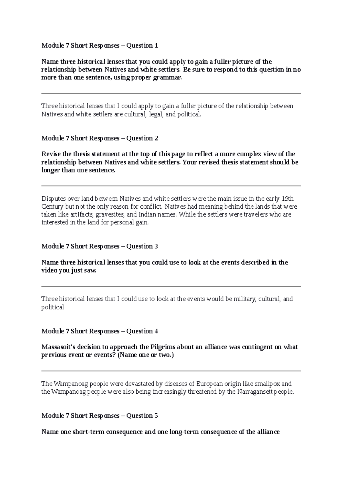 Devan Shepard HIS 200 Applied History - Module 7 Short Responses ...