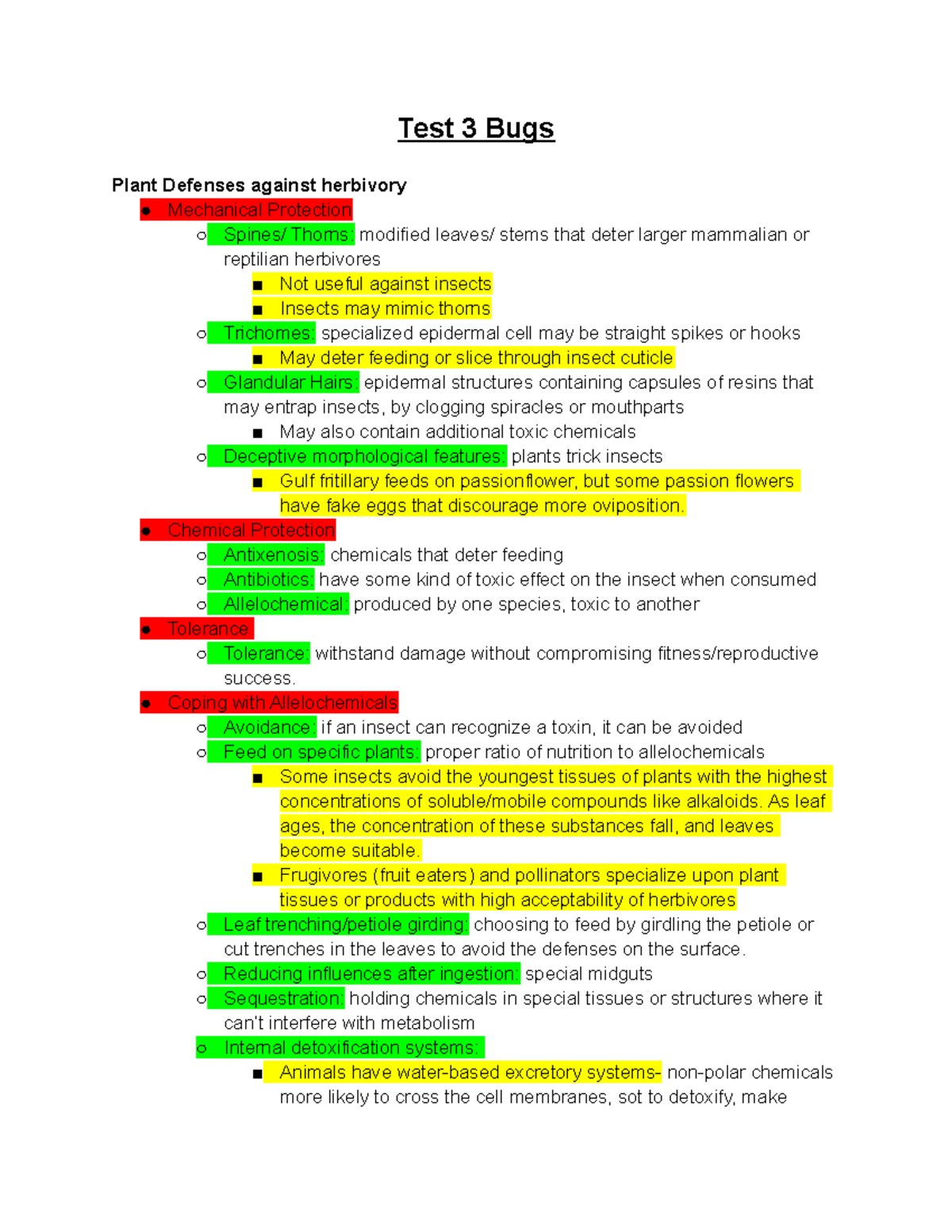 Bugs Test 3 - ENTO 2010 - UGA - Studocu
