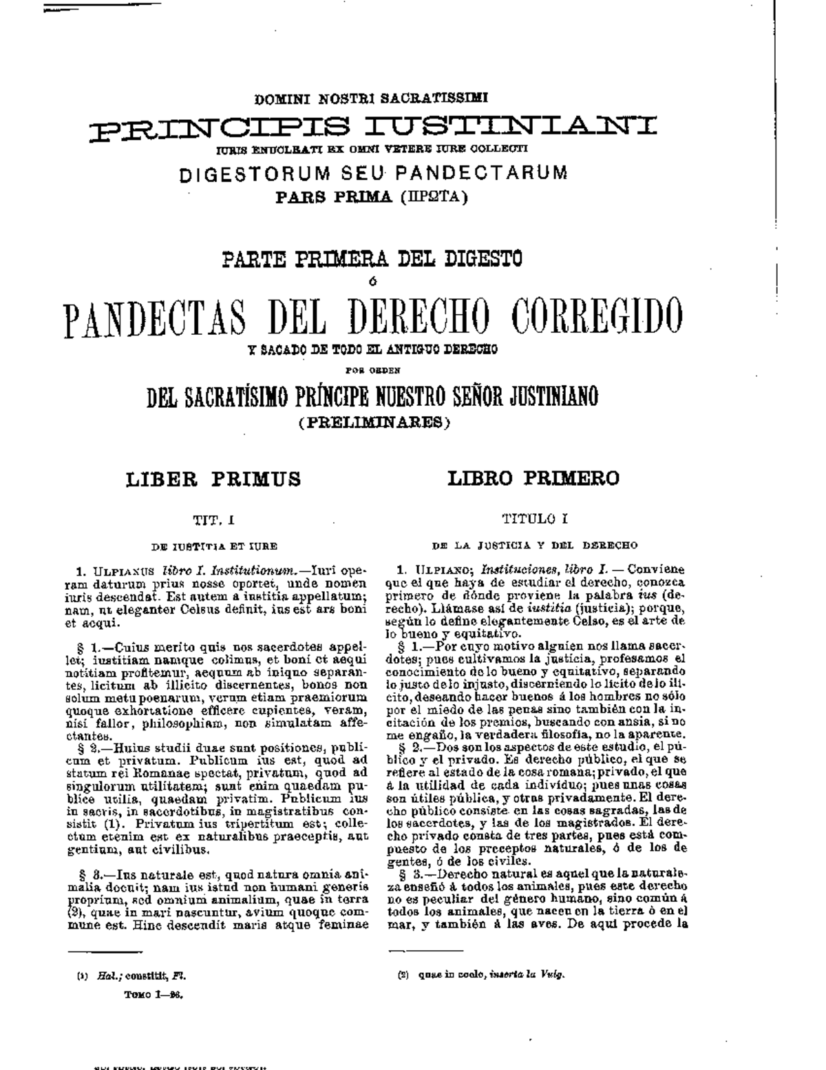 Digesto, Libro 1, primera parte - Derecho Romano I - Studocu