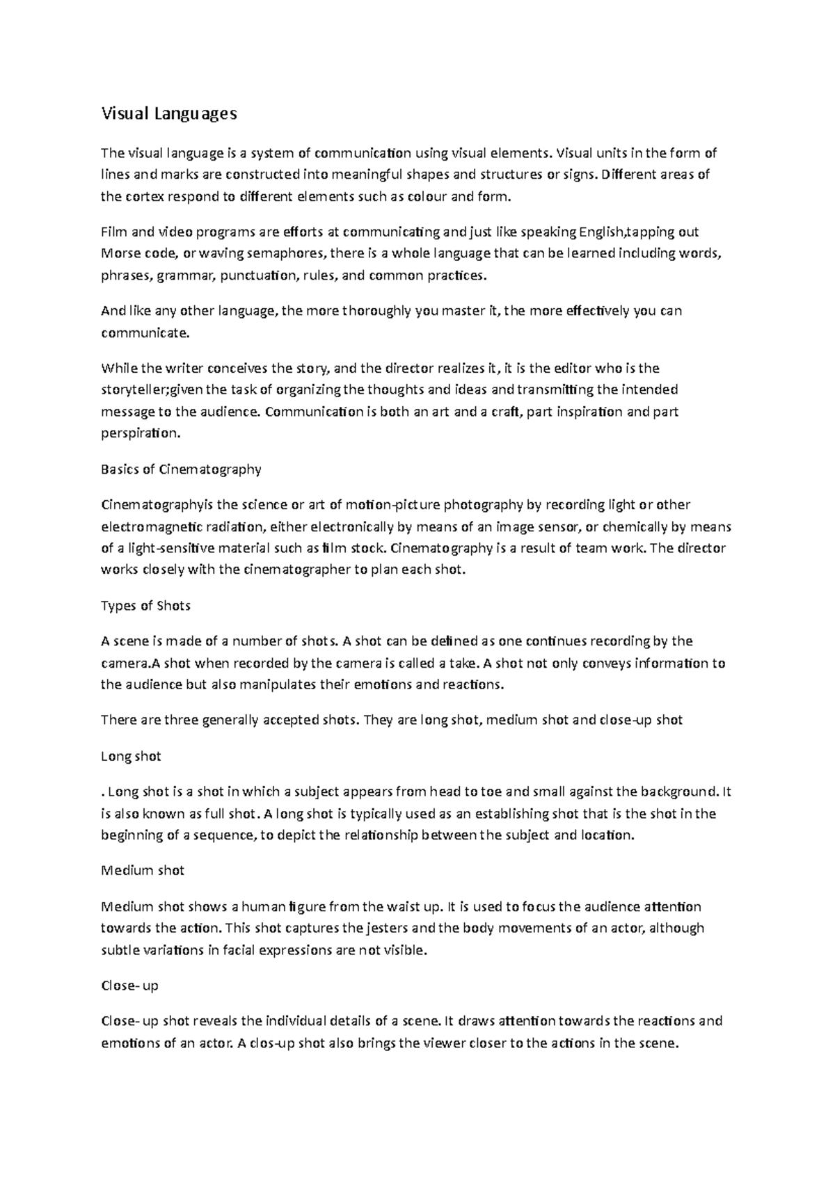 Visual Languages - Journalism - Visual Languages The visual language is ...