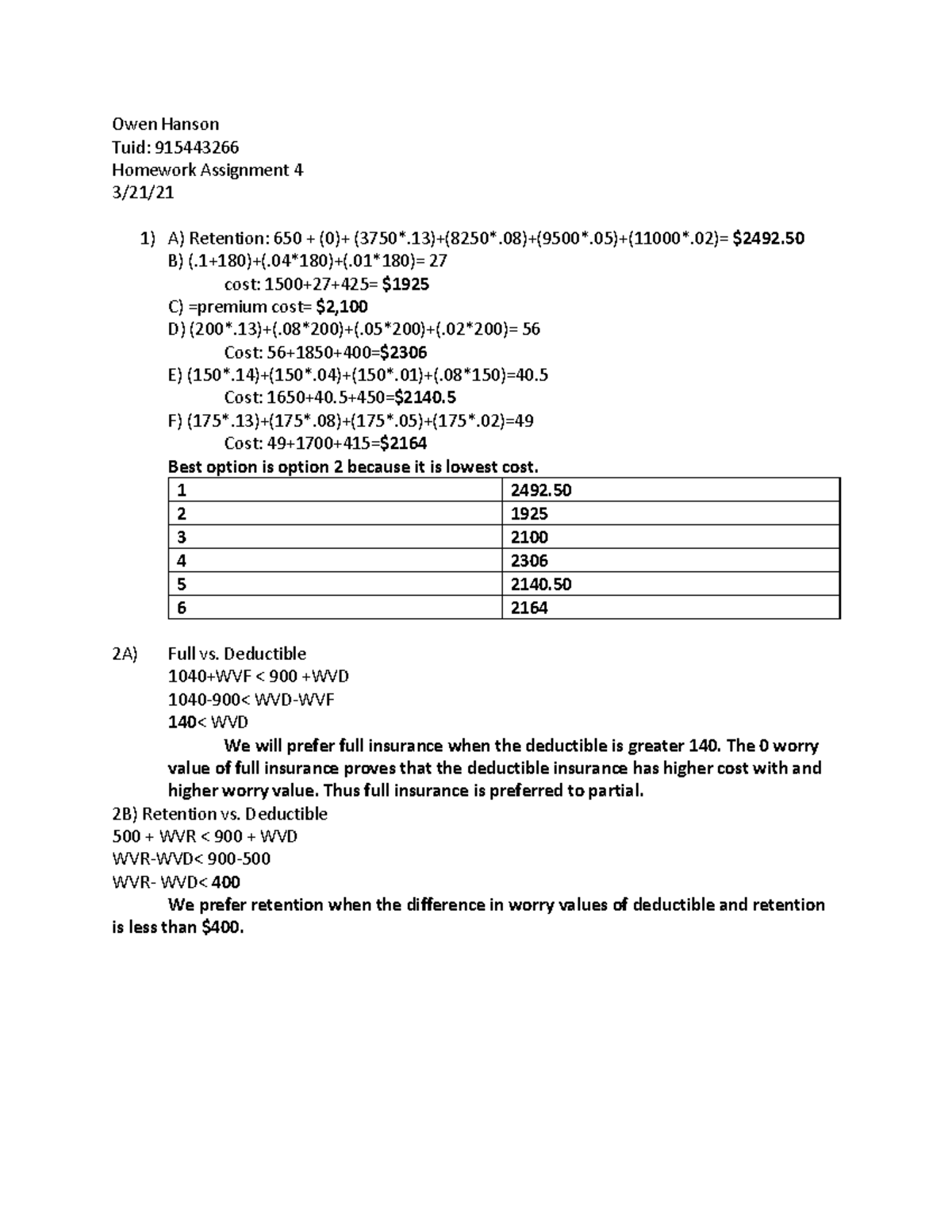 Homework 4 - homework 4 - Owen Hanson Tuid: 915443266 Homework ...