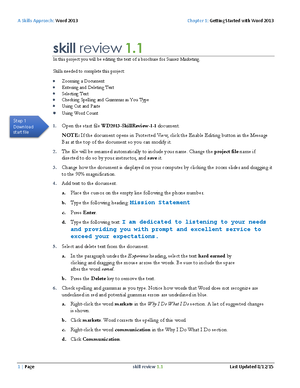 WD2013 Skill Review 2 1 instructions - A Skills Approach: Word 2013 Chapter 2: Formatting Text ...