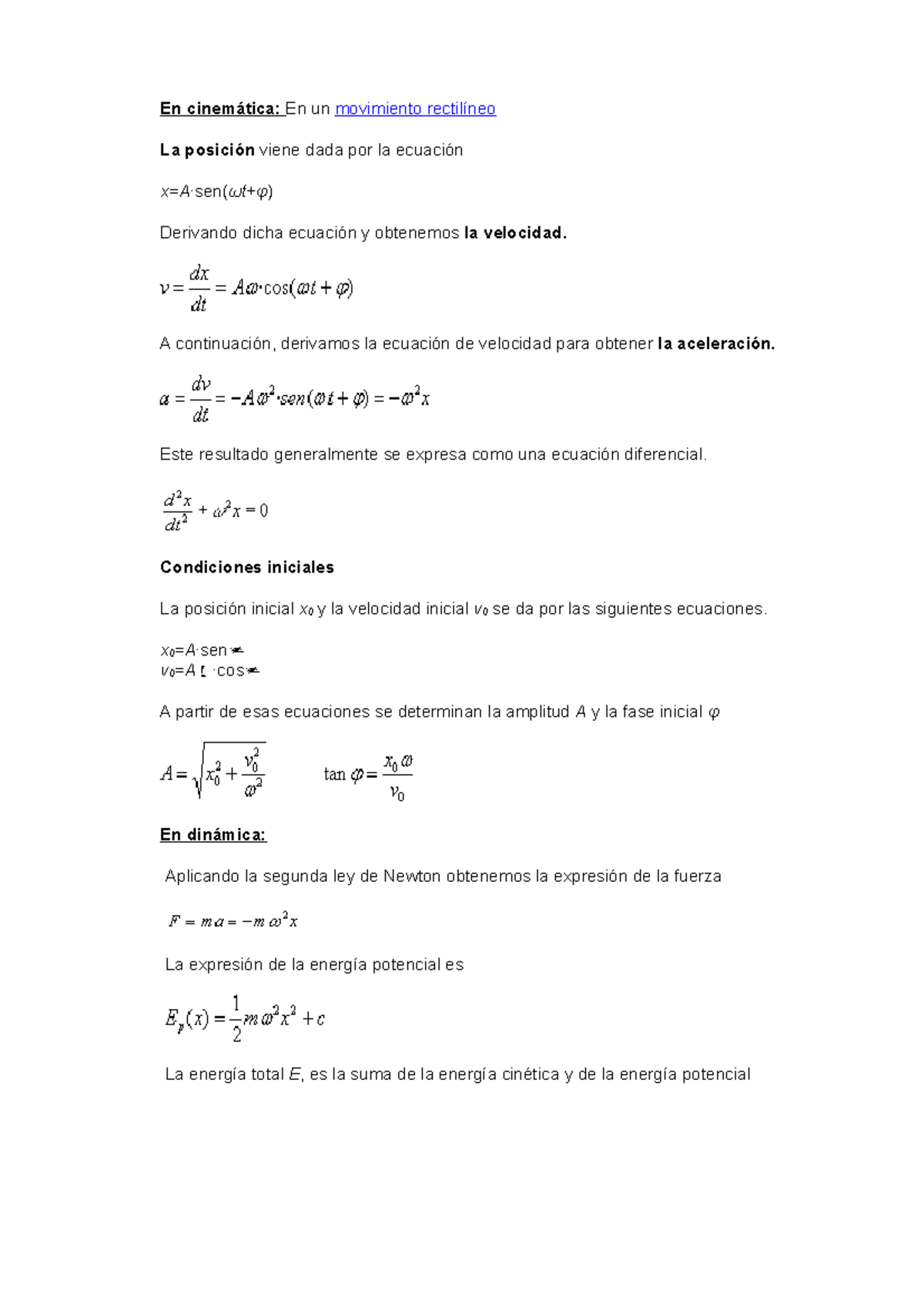 Fisica formulas - eeeeeeeeeeeeeeeeeeee - En cinemática: En un ...