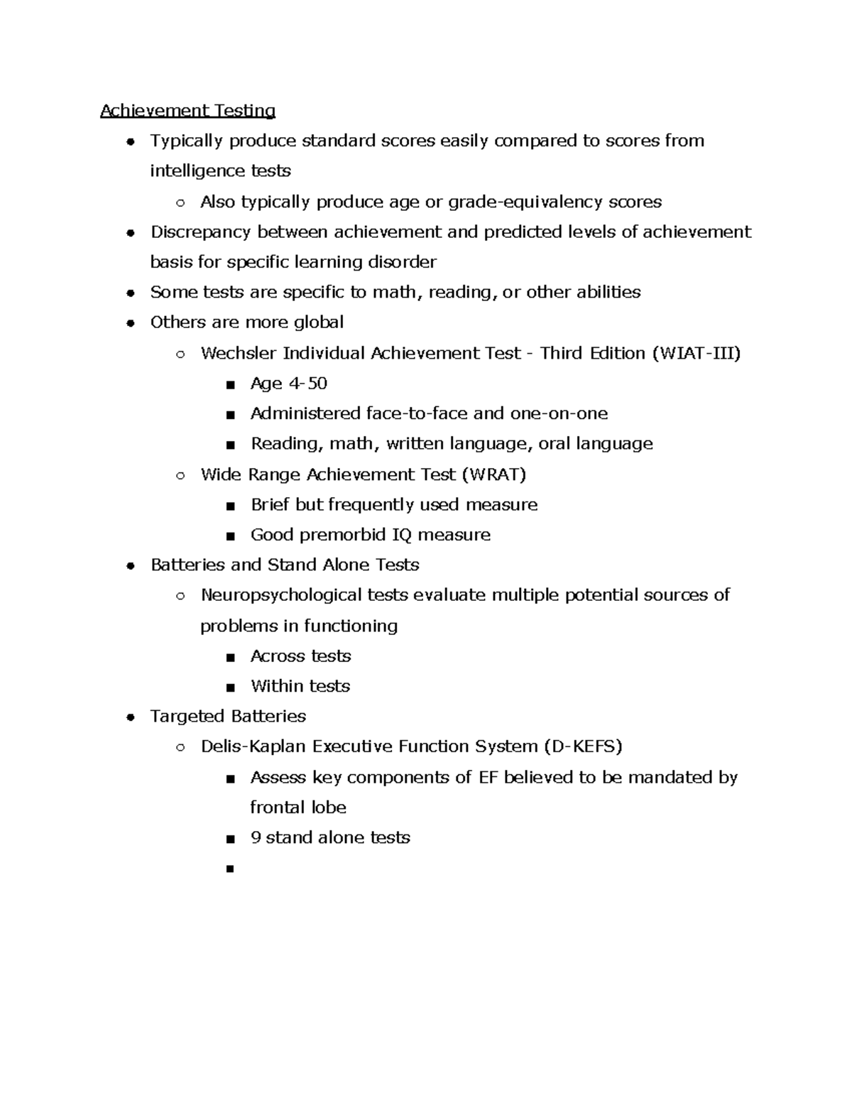 PSY3617 Achievement Tests lecture notes - Achievement Testing Typically ...