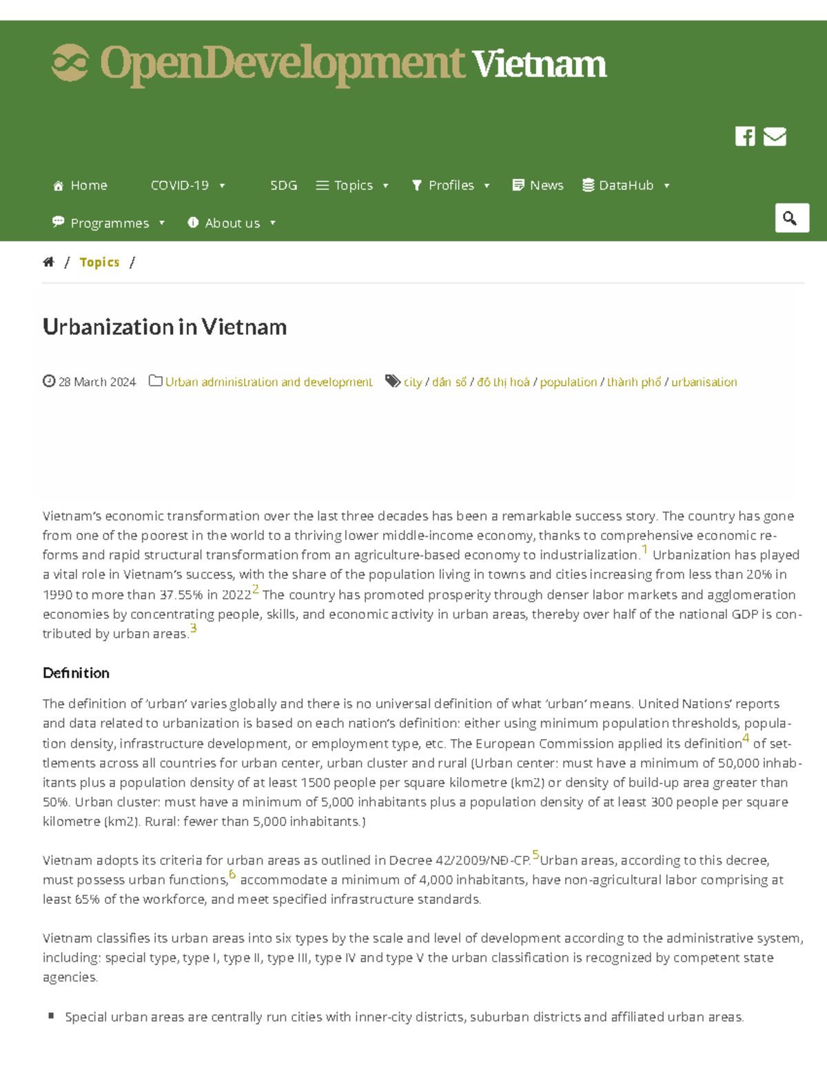 Urbanization in Vietnam - Open Development Vietnam - OpenDevelopment Vietnam Home COVID-19 - Studocu