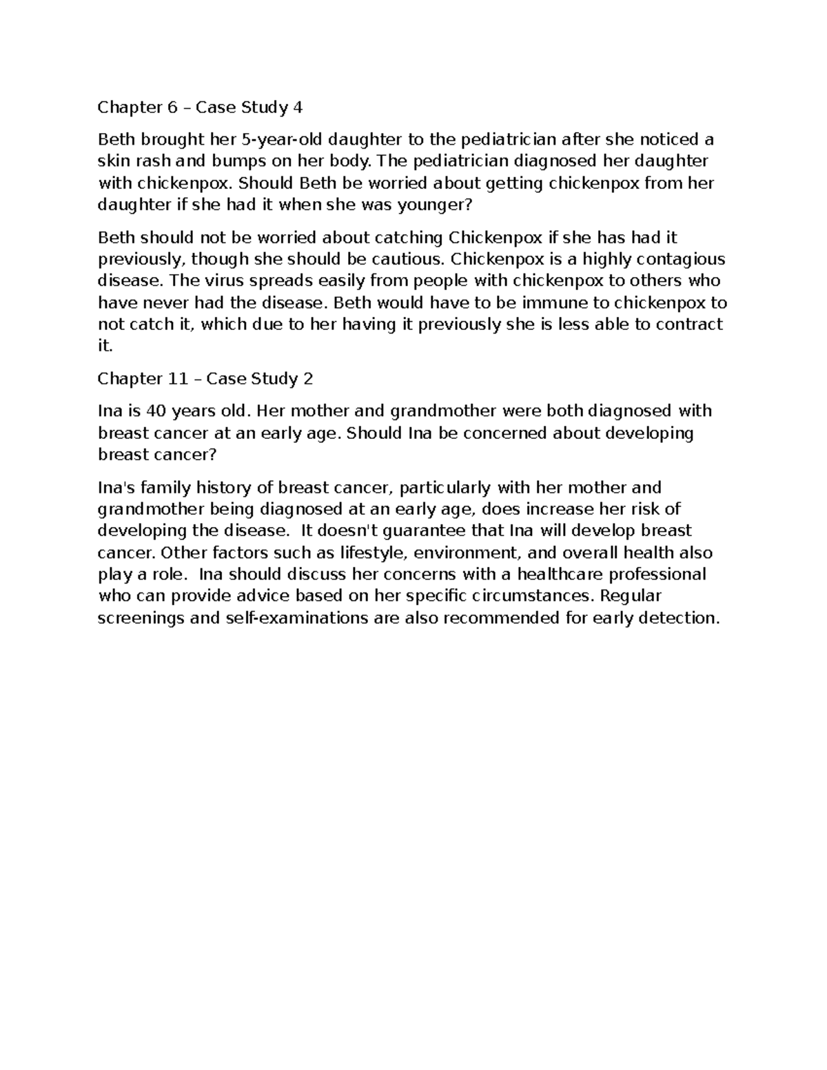 Health and Career Case Study W3 - Chapter 6 – Case Study 4 Beth brought her 5-year-old daughter ...