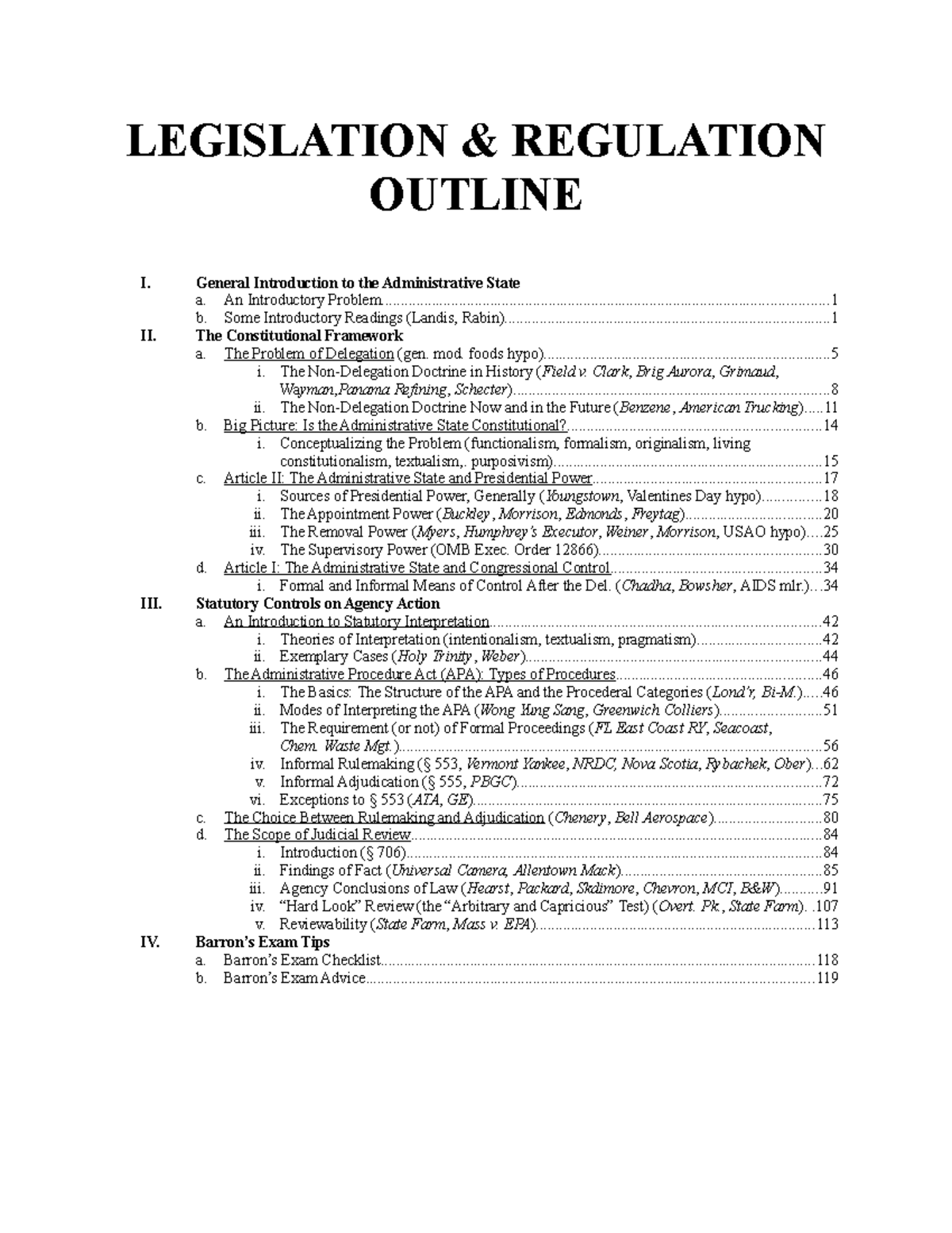 Reg state 2 - LEGISLATION REGULATION OUTLINE I. II. IV. General ...