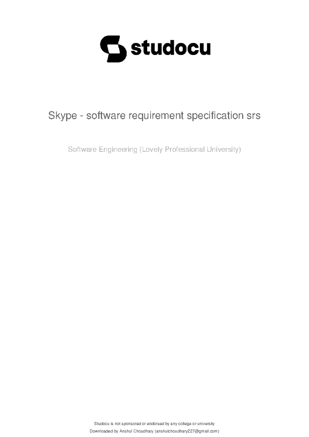 SRS Shlok - Skype - software requirement specification srs Software Engineering (Lovely ...