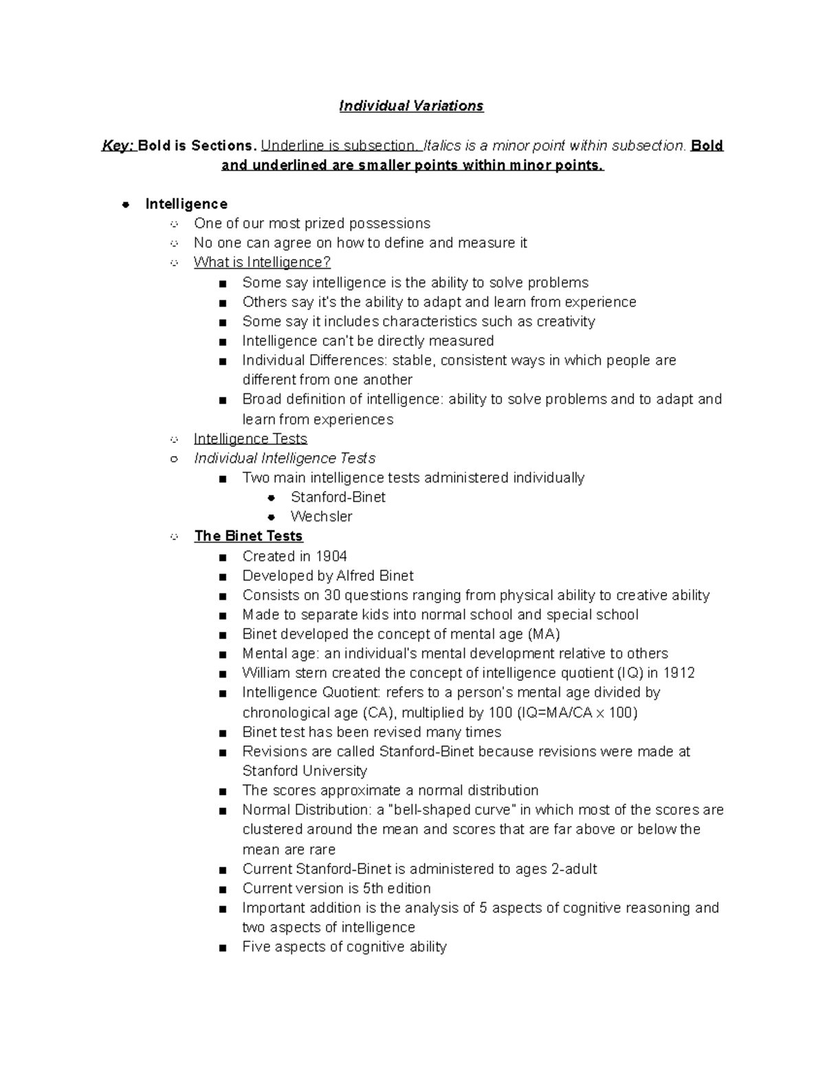 Chapter 4 Notes - Lisa Grant - Individual Variations Key: Bold is ...