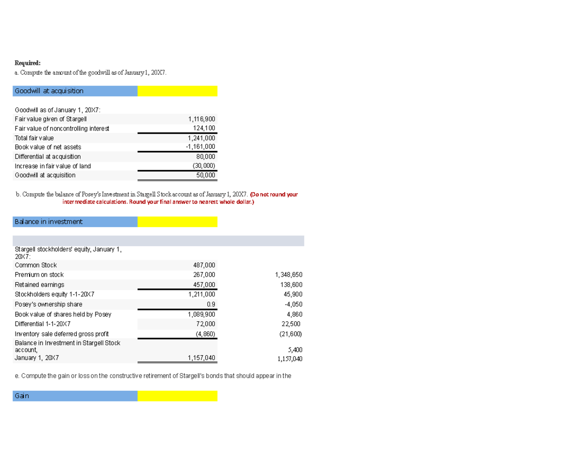 ACC 405 Milestone One Workbook - Supporting Calculations - Required: a ...