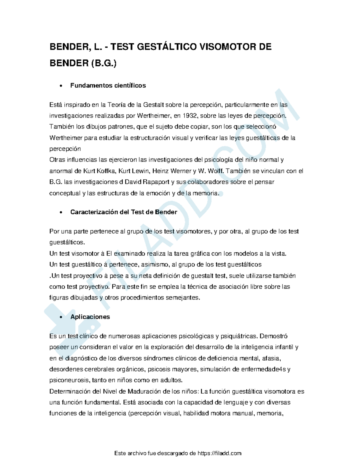 Bender TEST Gestaltico Visomotor DE Bender - BENDER, L. - TEST ...