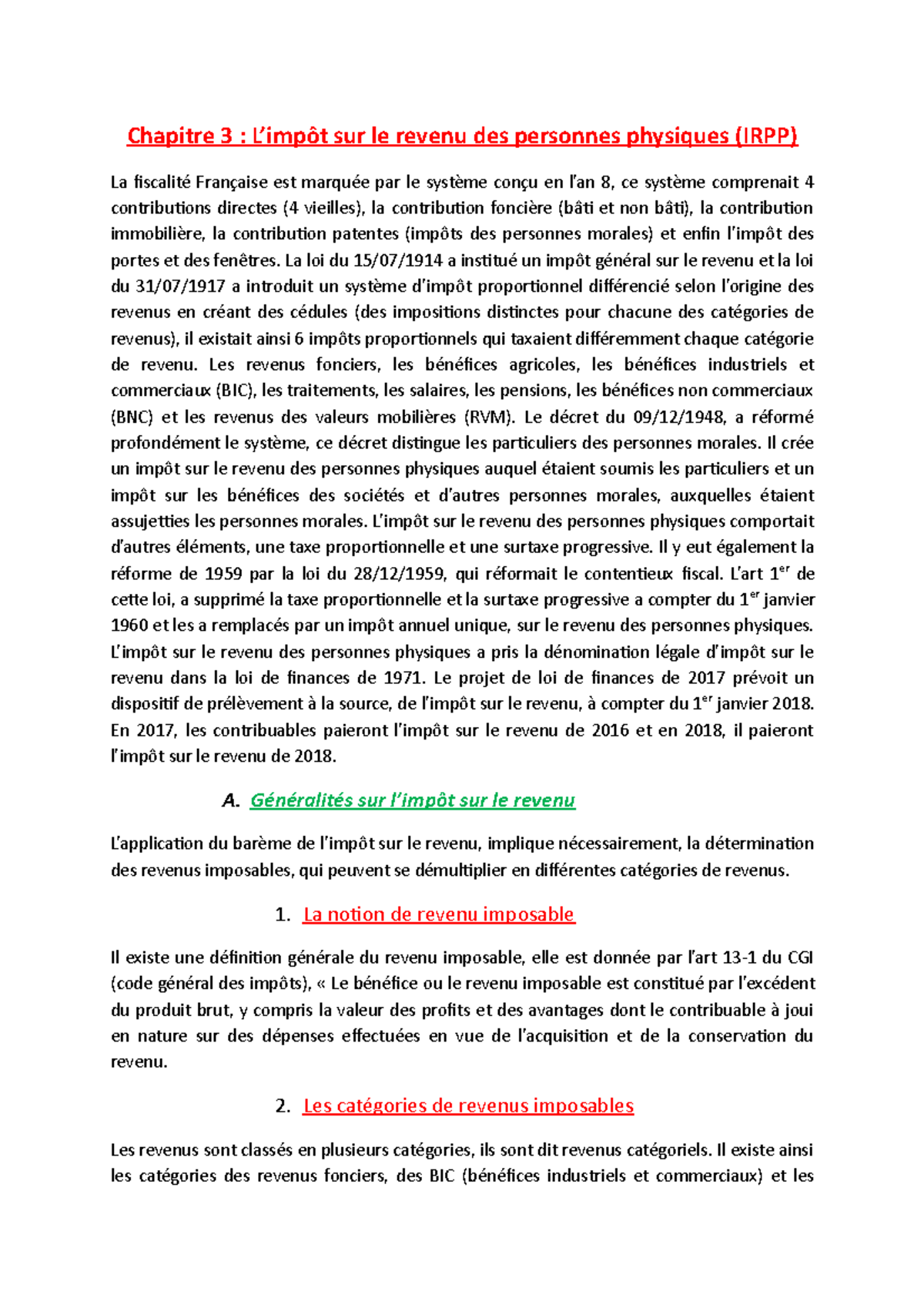 Chapitre 3 - Notes de cours 1,23 - Chapitre 3 : L’impôt sur le revenu ...