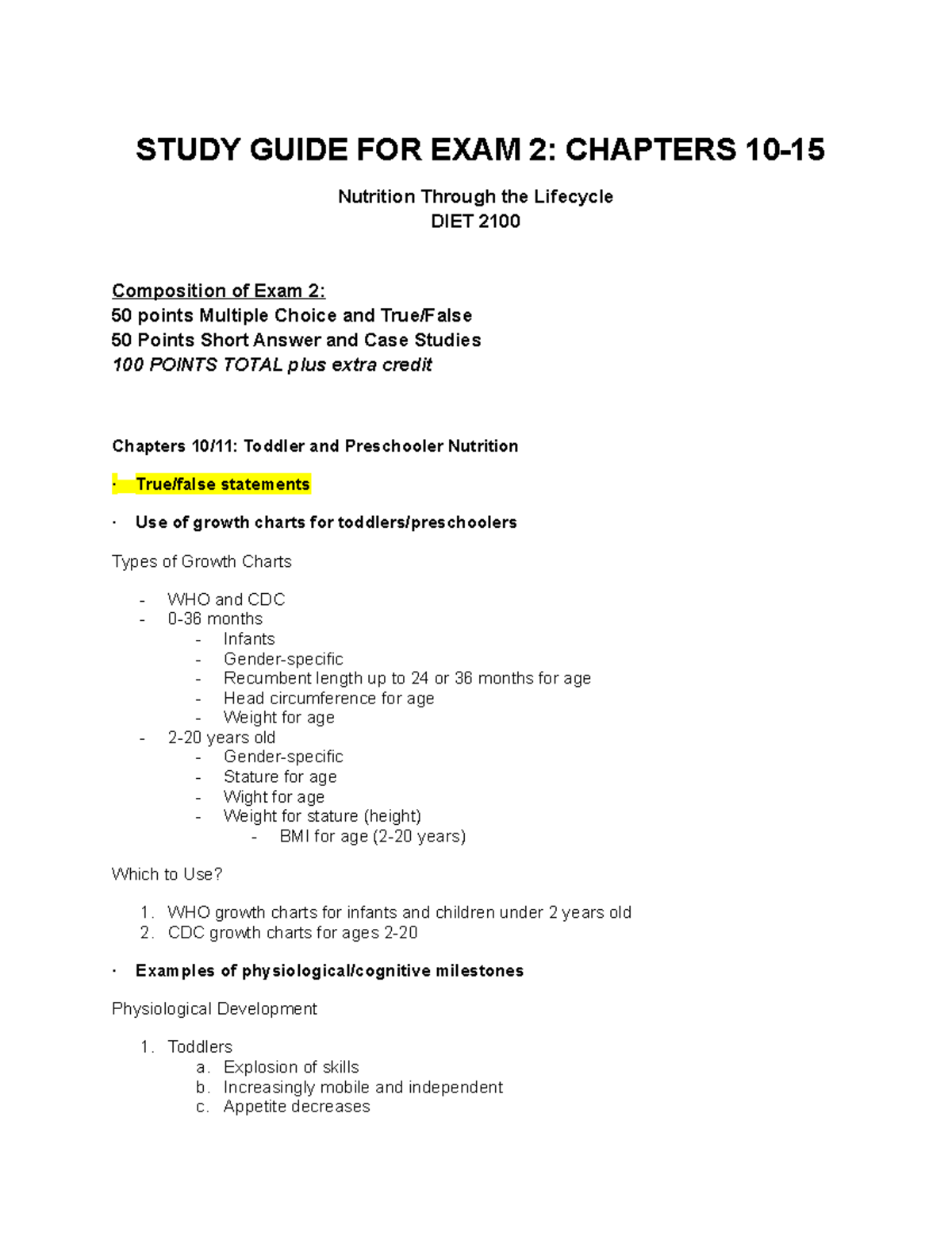 Study Guide FOR EXAM 2 Chapter 10-15 - STUDY GUIDE FOR EXAM 2: CHAPTERS ...
