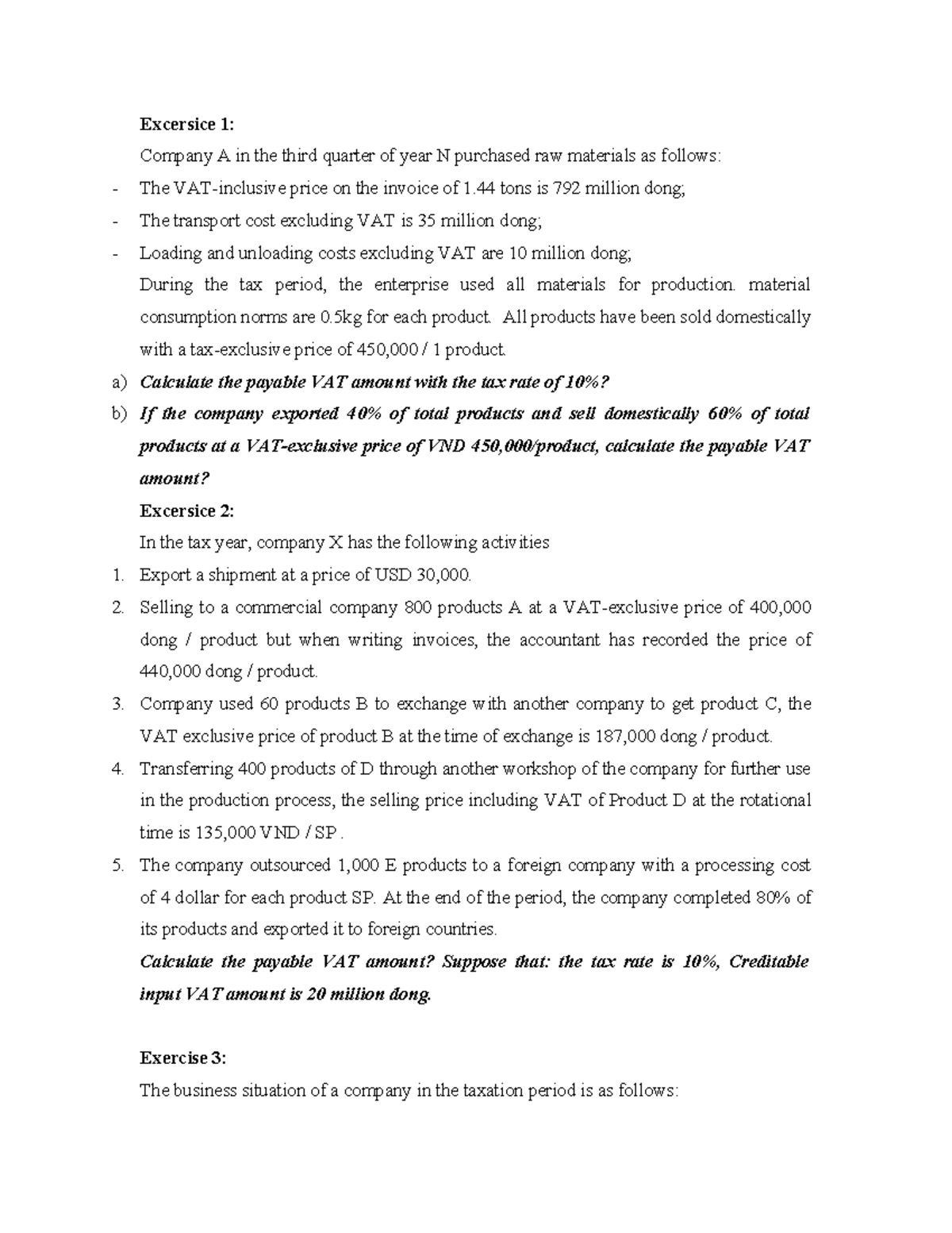Syllabus Financial Accounting 2 2024 - Excersice 1: Company A in the ...