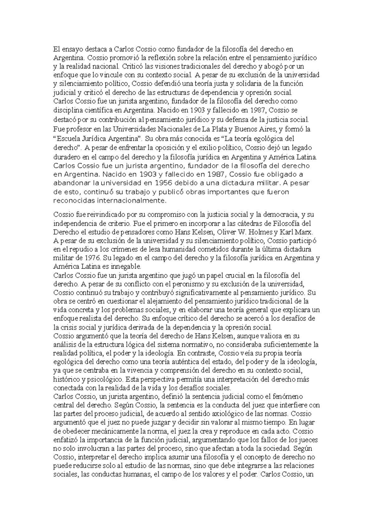 Carlos Cossio como fundador de la filosofía del derecho en Argentina ...