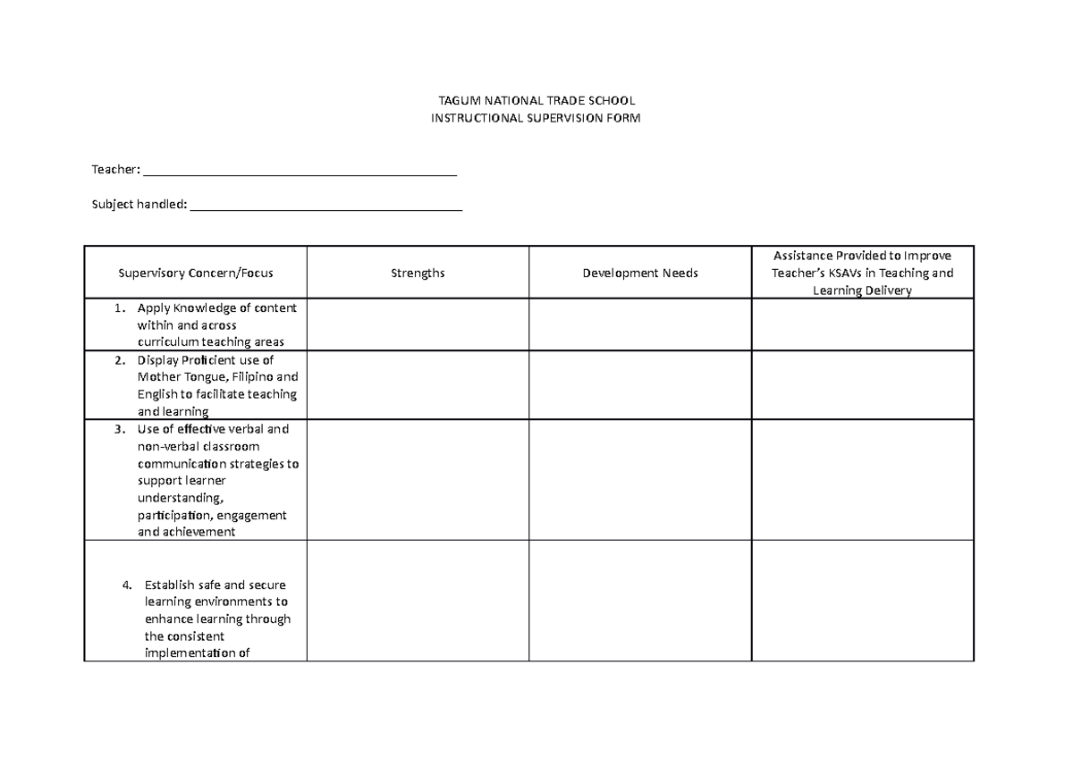 ISF-self-assessment - self assessment - TAGUM NATIONAL TRADE SCHOOL ...