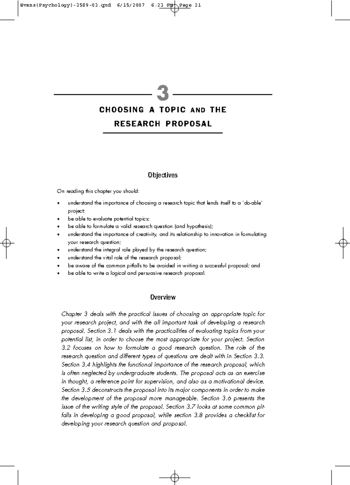 Developing a Research Project - Objectives On reading this chapter you ...