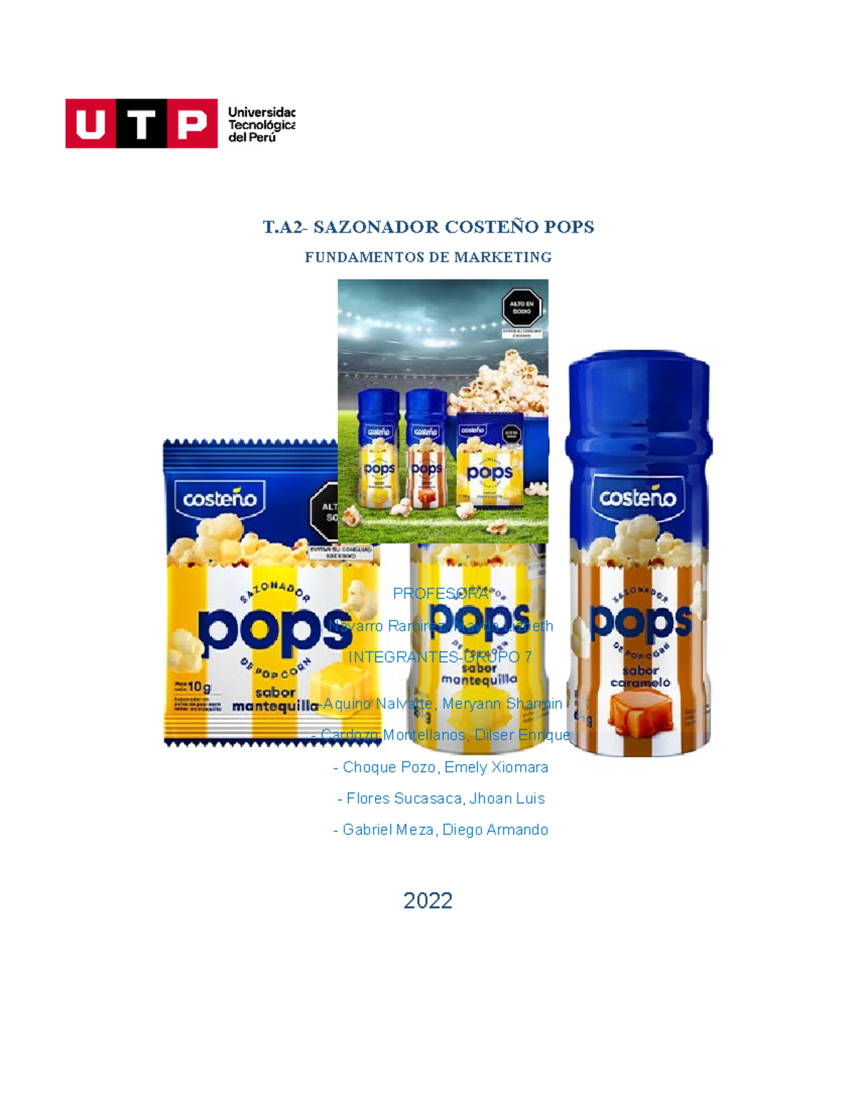 TA2- Sazonador Costeño POPS - T- SAZONADOR COSTEÑO POPS FUNDAMENTOS DE MARKETING PROFESORA ...