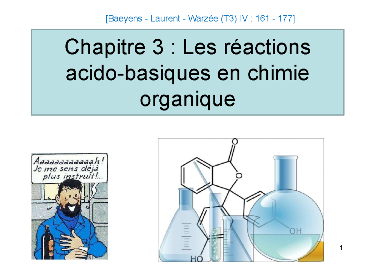 3-Les réactions acido-basiques en chimie organique - 1 Chapitre 3 : Les ...