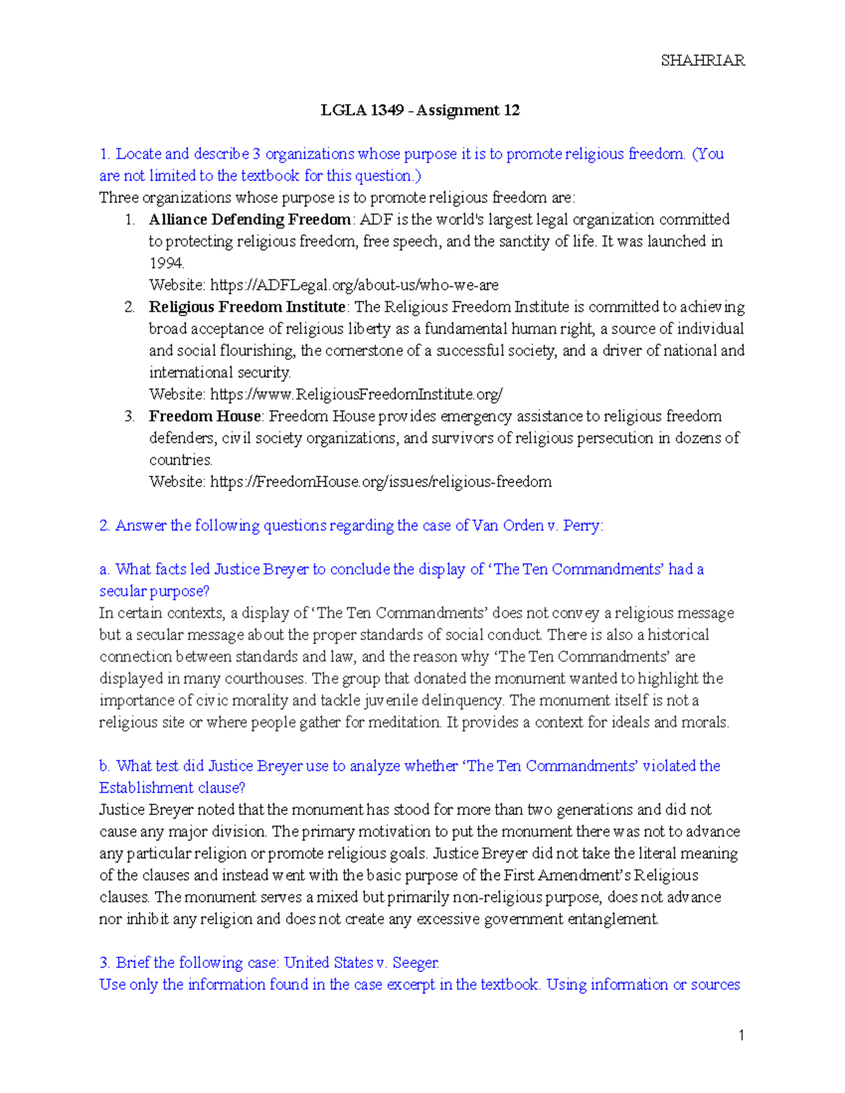 LGLA 1349 - Assignment 12 - SHAHRIAR LGLA 1349 - Assignment 12 Locate and describe 3 ...