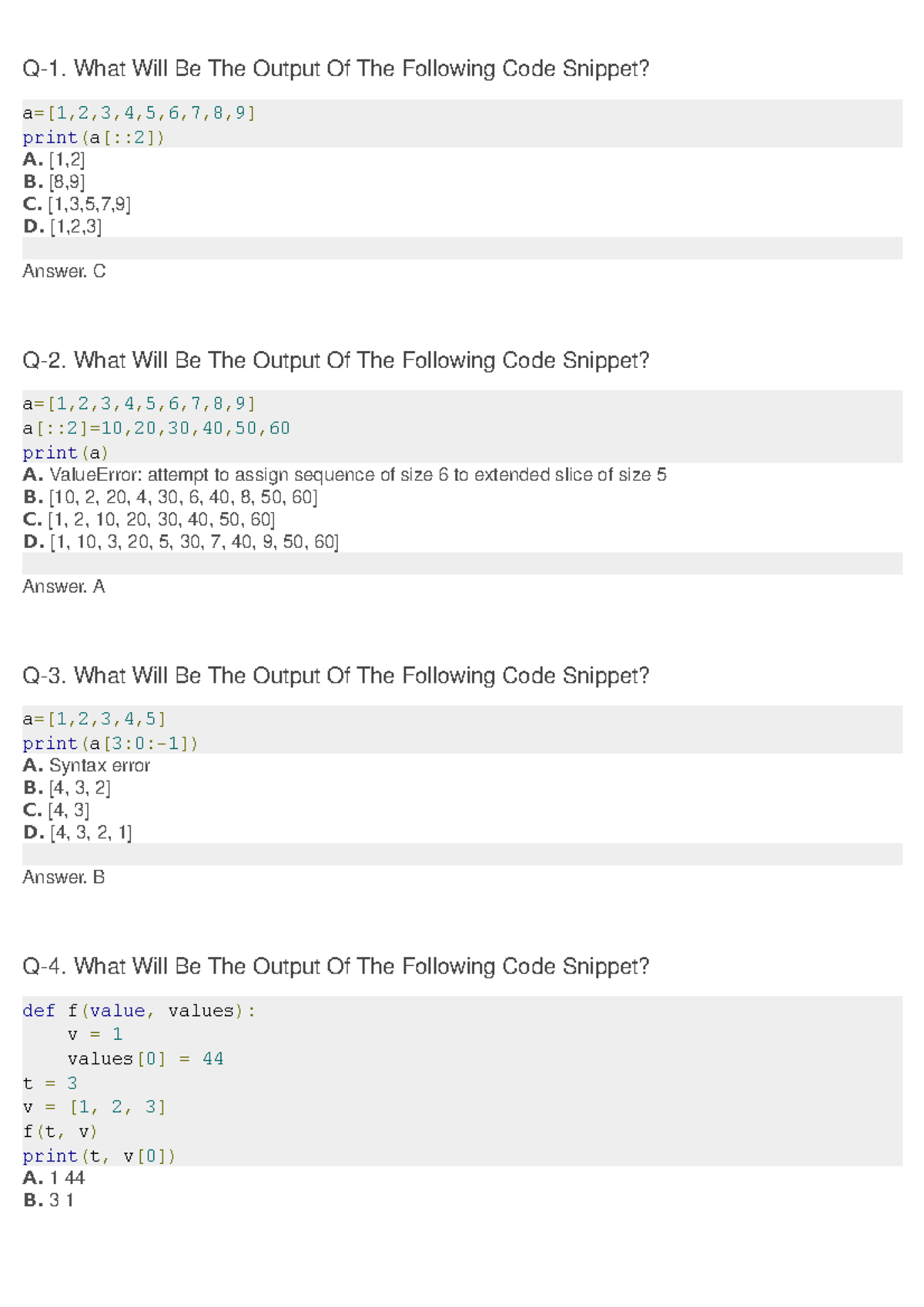 Exam 18 August 2013, questions - Q-1. What Will Be The Output Of The ...
