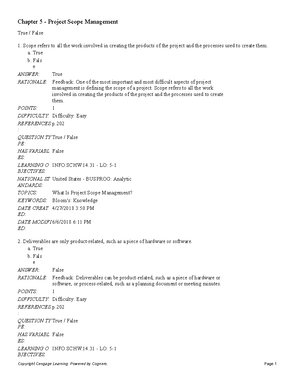 Chapter 8 Project Quality Management - True / False Managing quality ...