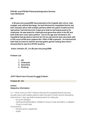 Case 1 - Casework - PPB 551 and PPB 552 Pharmacotherapeutics Seminar ...
