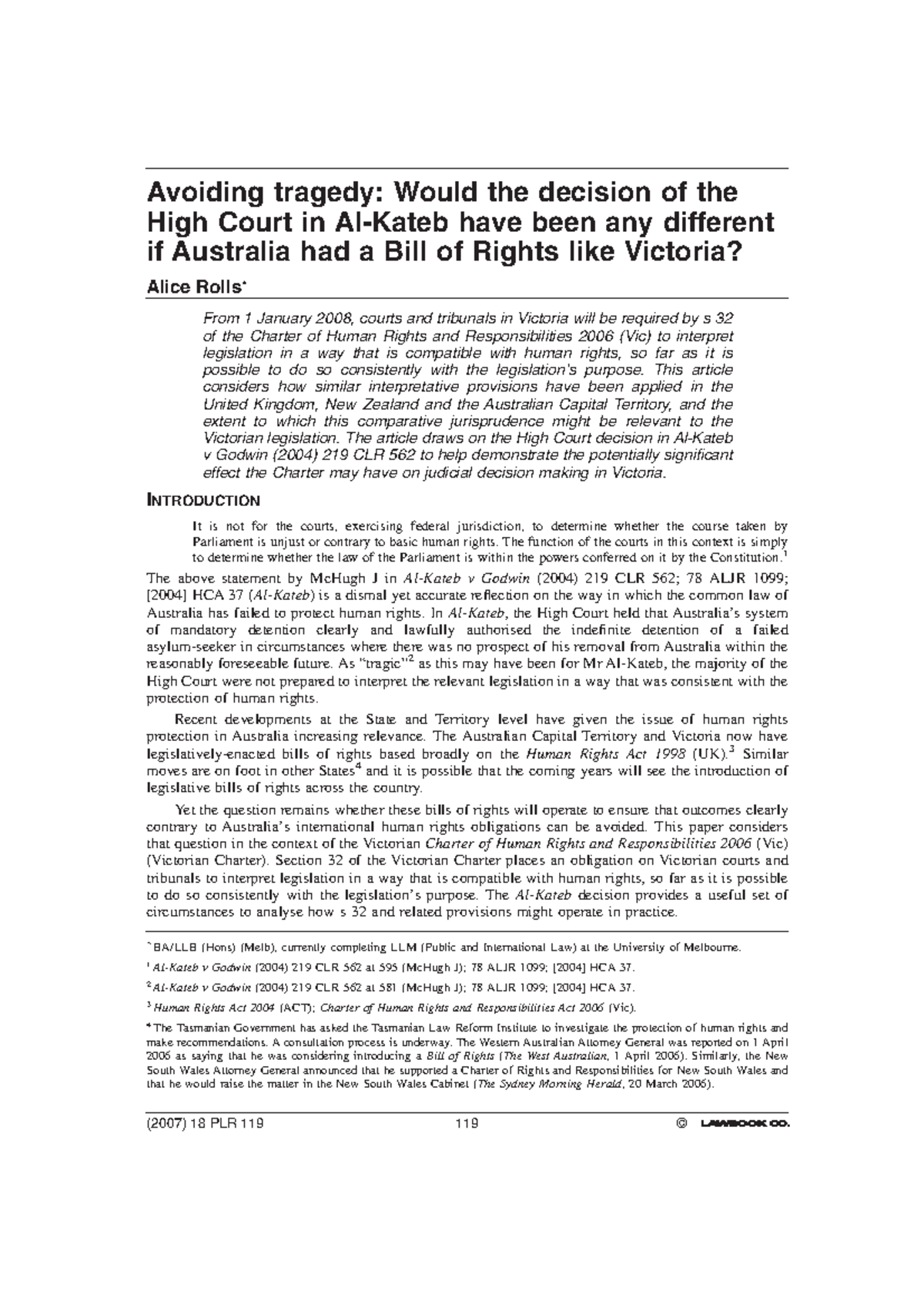 Al Kateb v Godwin Articles - Avoiding tragedy: Would the decision of ...