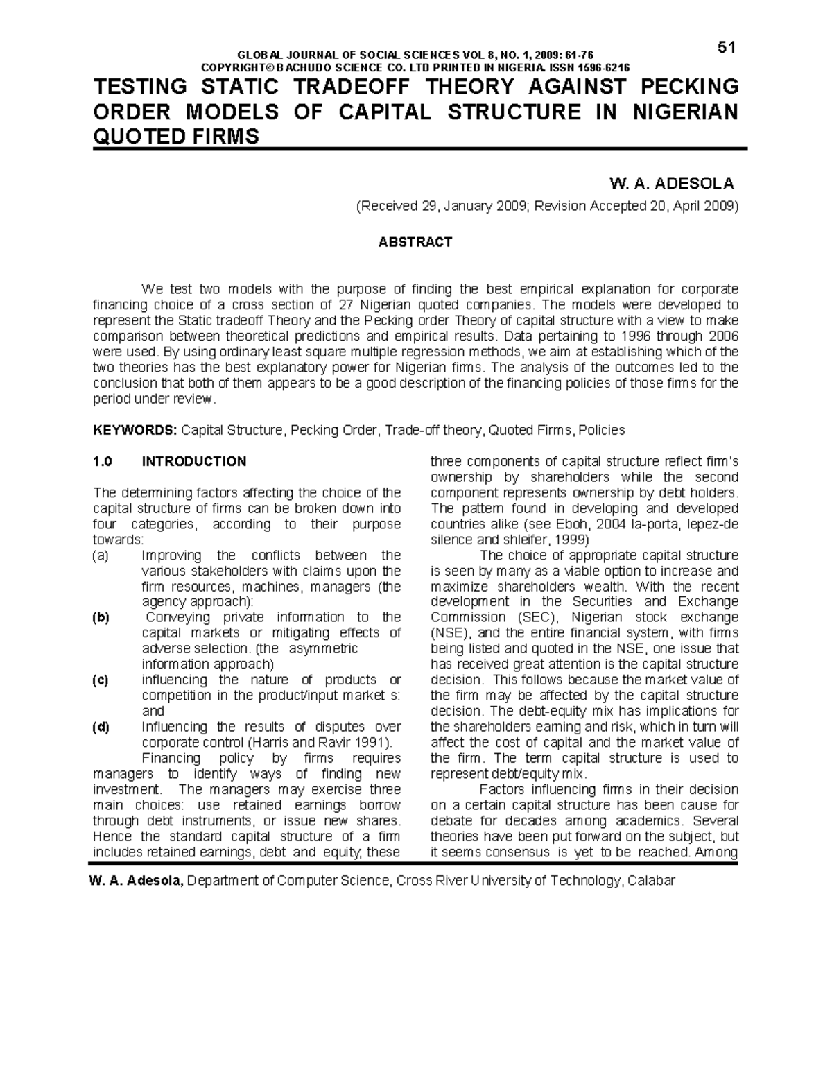 Static Tradeoff theory - - Studocu