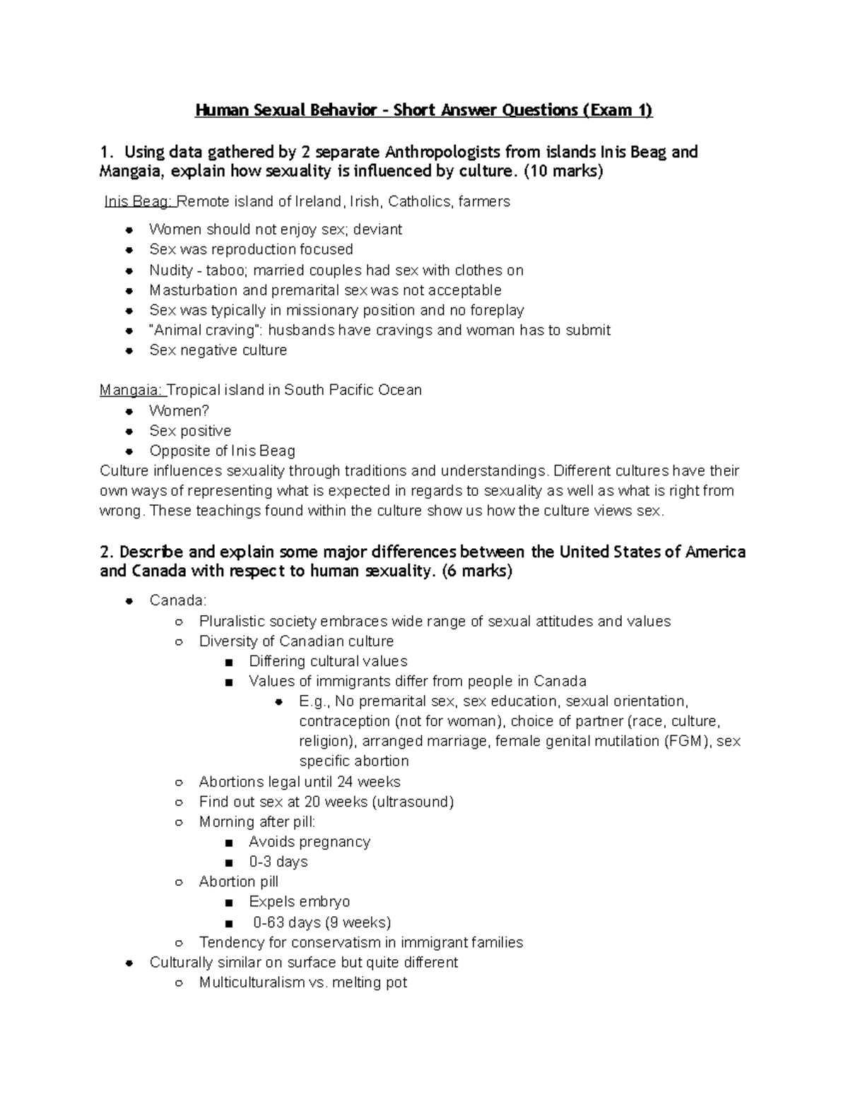 Midterm September 2018, questions and answers - Human Sexual Behavior ...