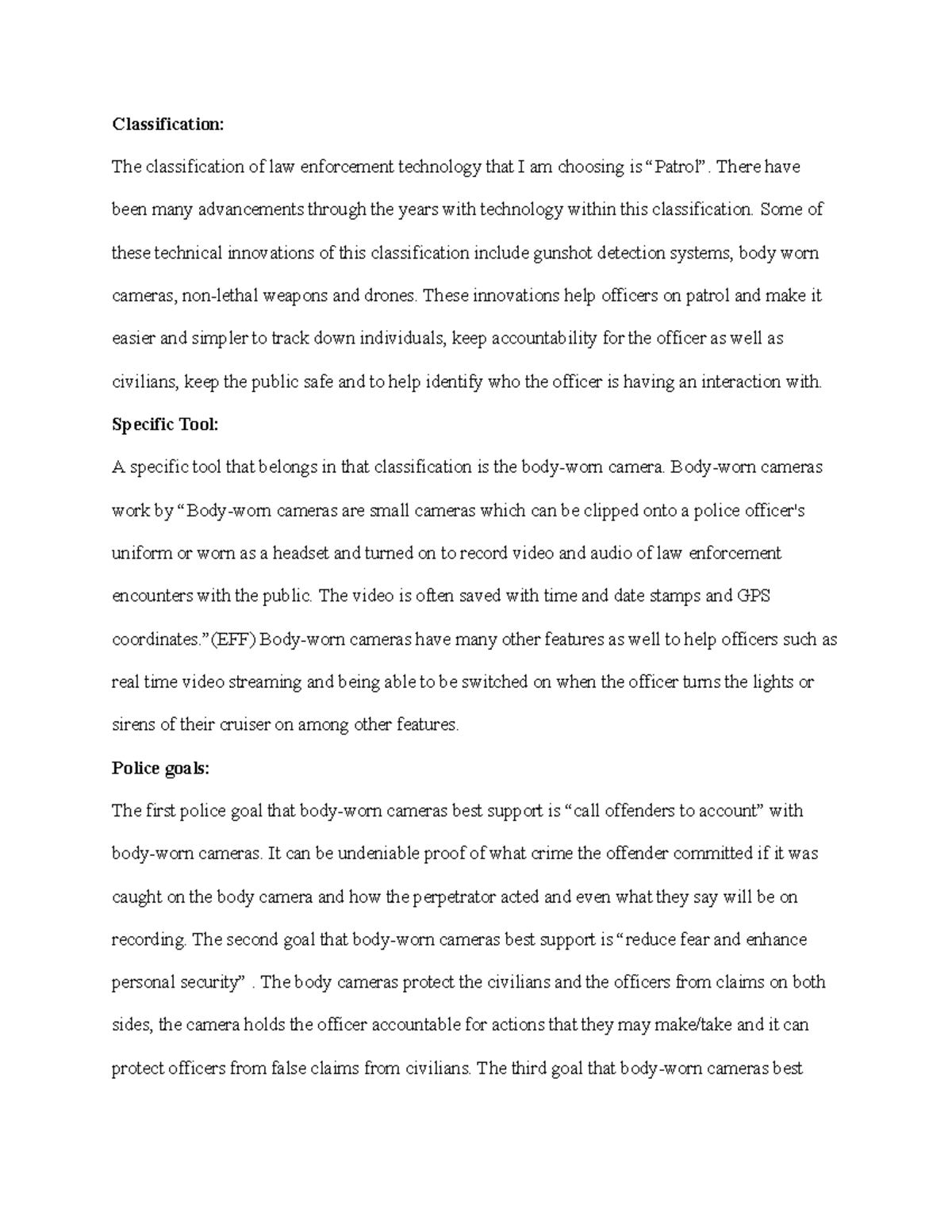 1-2 Module One Practice Activity Technological Tools and Police Goals ...