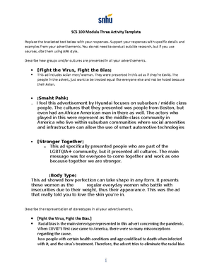 SCS 100 Module Five - SCS 100 Module Five Activity Template Replace the bracketed text below ...