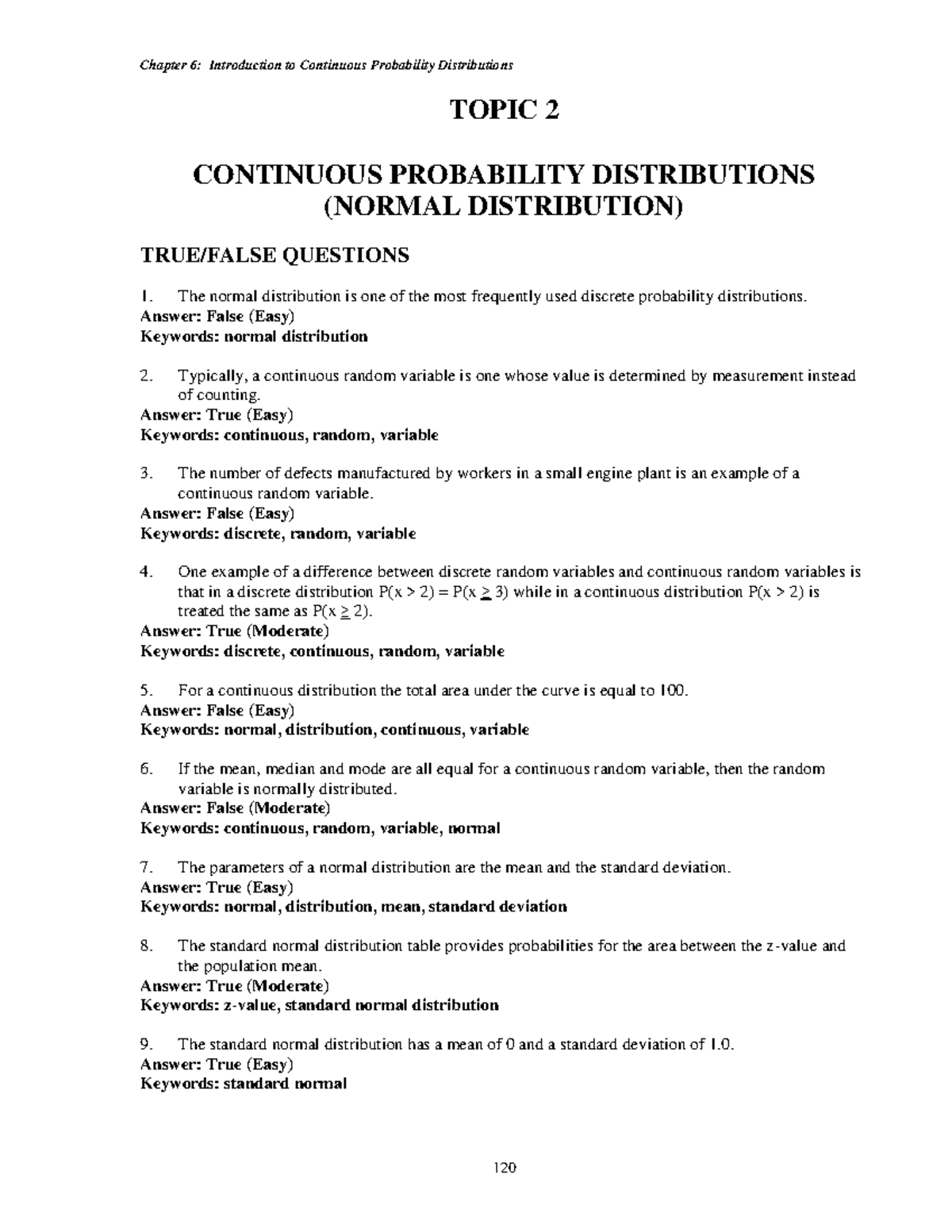 Practice Questions-Topic 2-Normal distribution - TOPIC 2 CONTINUOUS ...