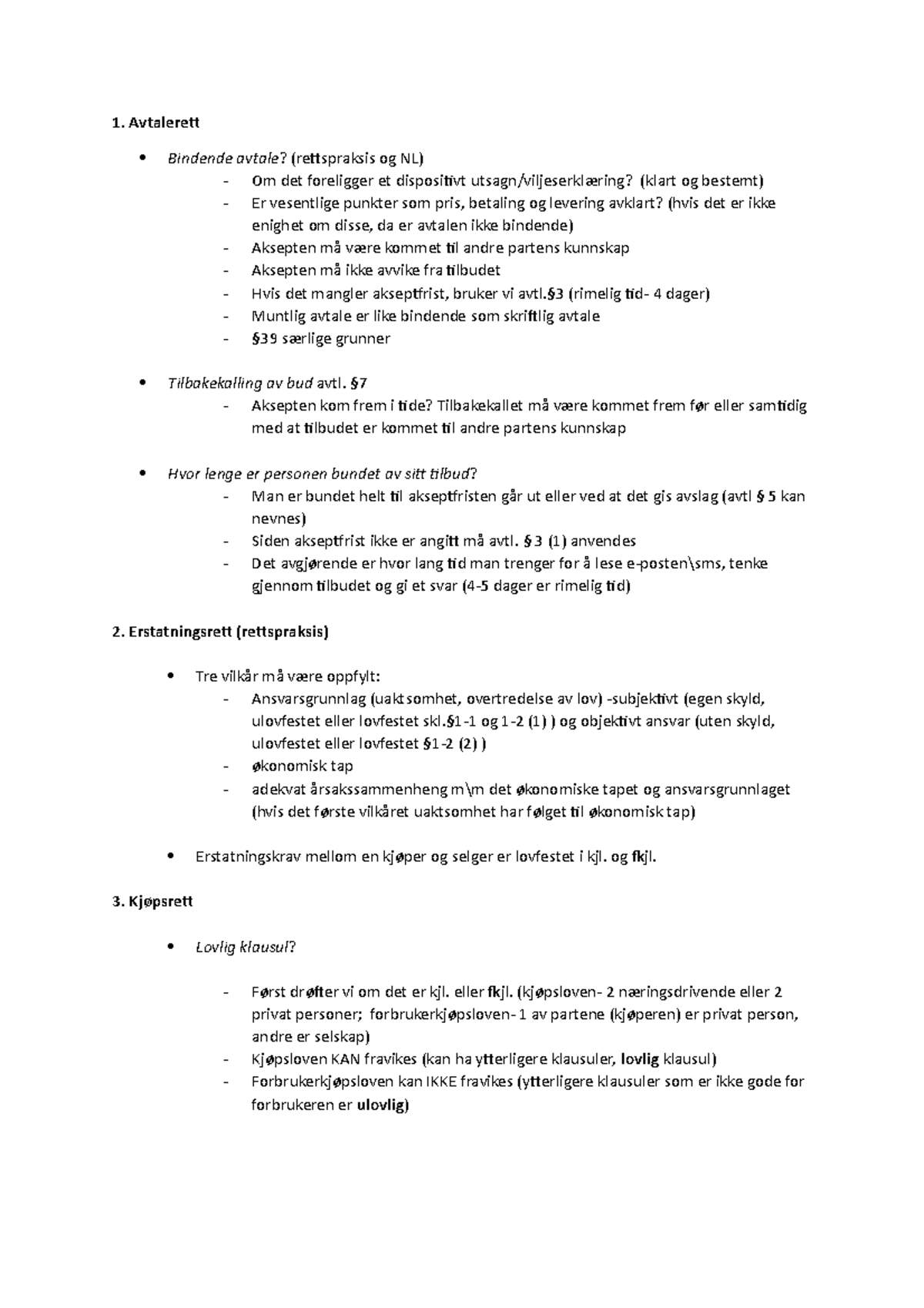 Avtalerett, erstatningsrett og kjøpsrett - Avtaleret Bindende avtale? (rettspraksis og NL) - Om ...