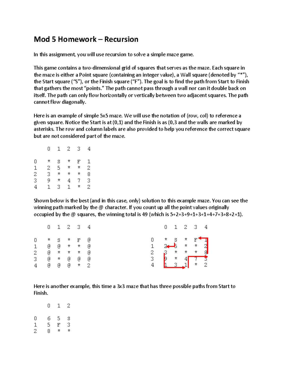 Mod 5 Homework Hgh Mod 5 Homework Recursion In This Assignment You Will Use Recursion To 0992