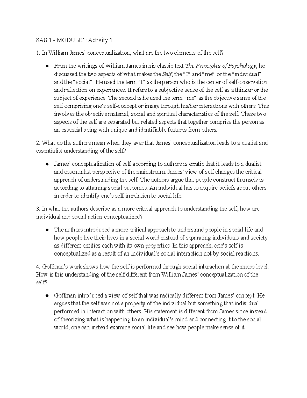 SAS 1 - Module 1 Activity 1 - SAS 1 - MODULE1: Activity 1 In William ...